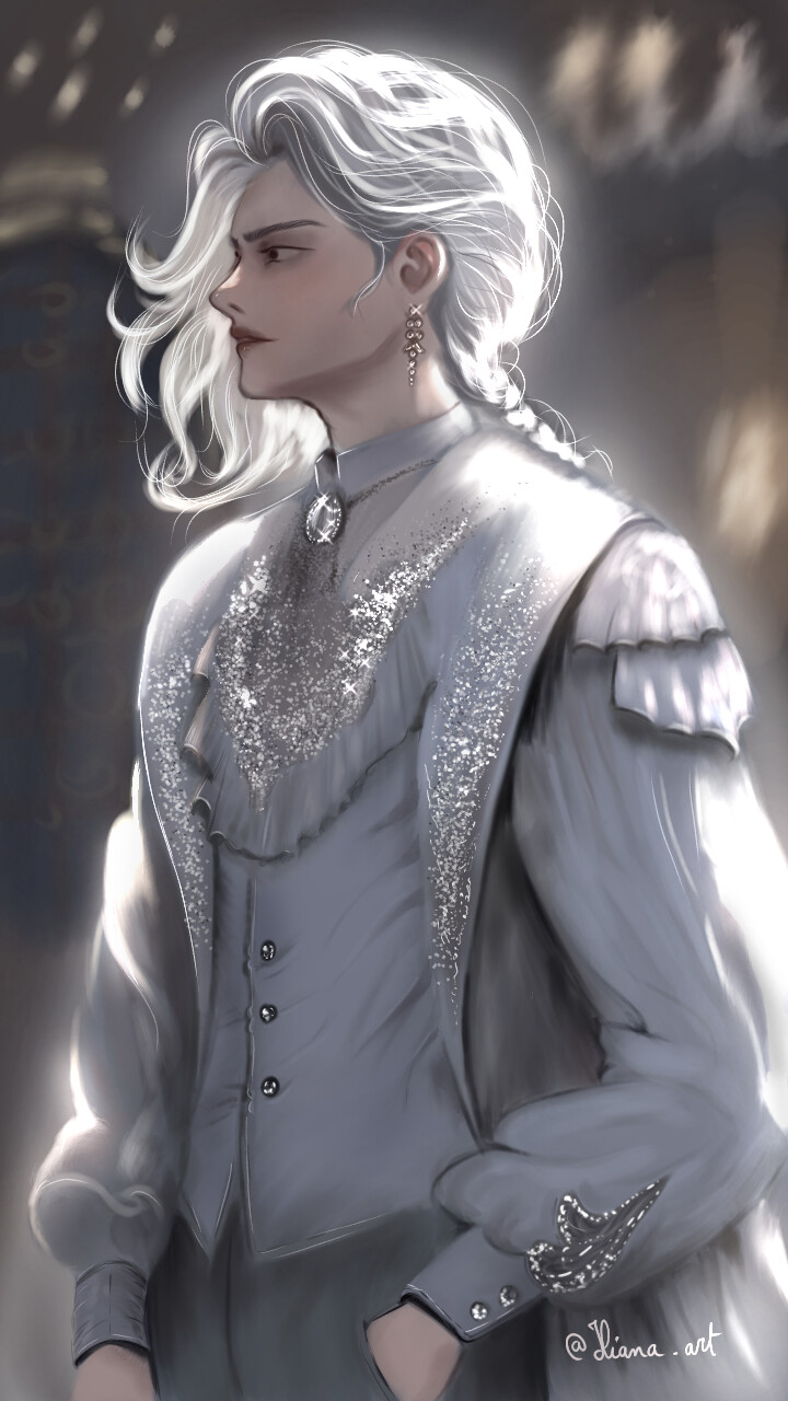 ArtStation - Pretty fictional Prince with a silver hair