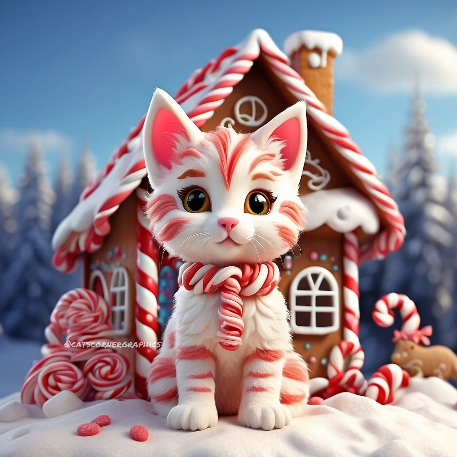 Cat - Candy Cane Cat