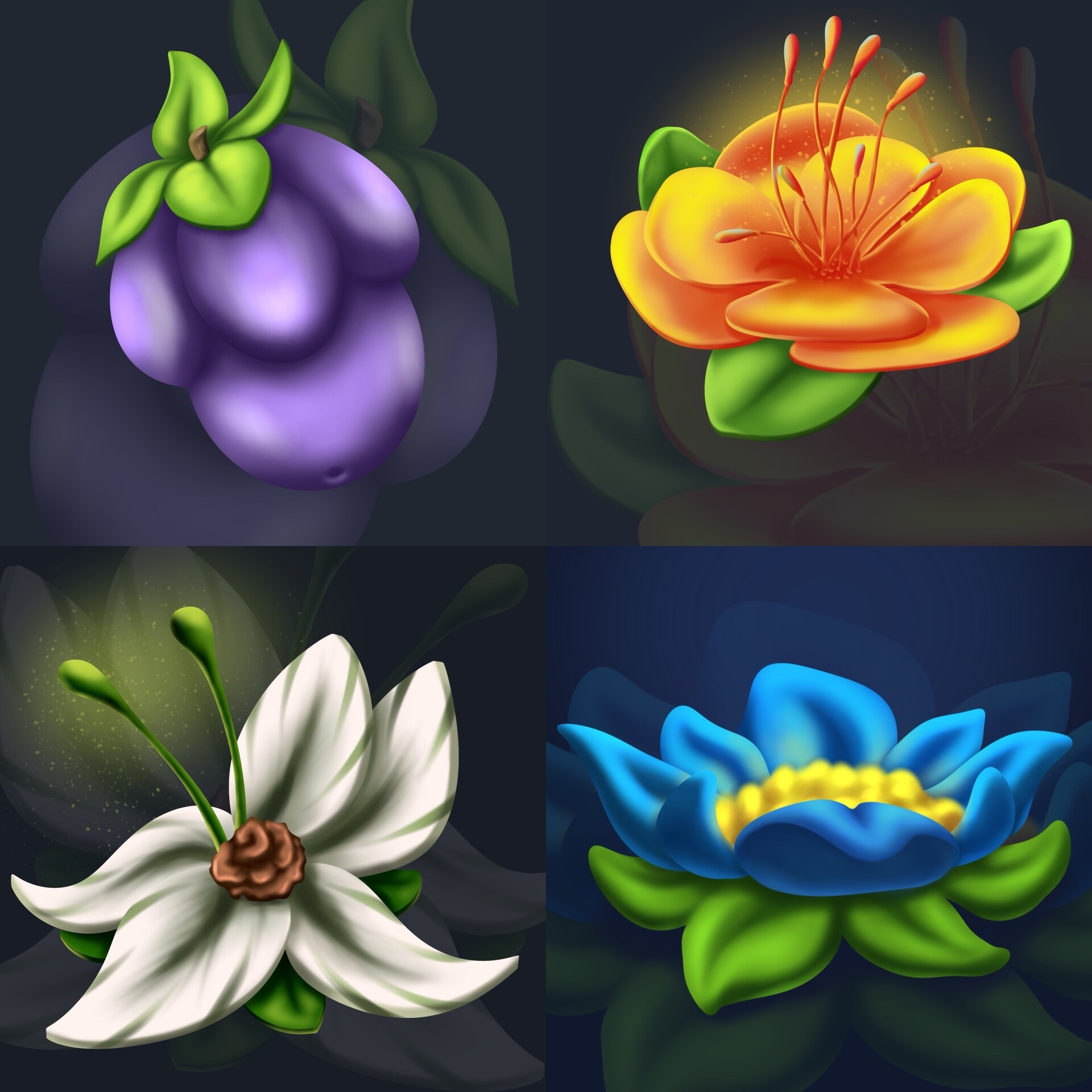 ArtStation - Game graphics: flowers in casual style