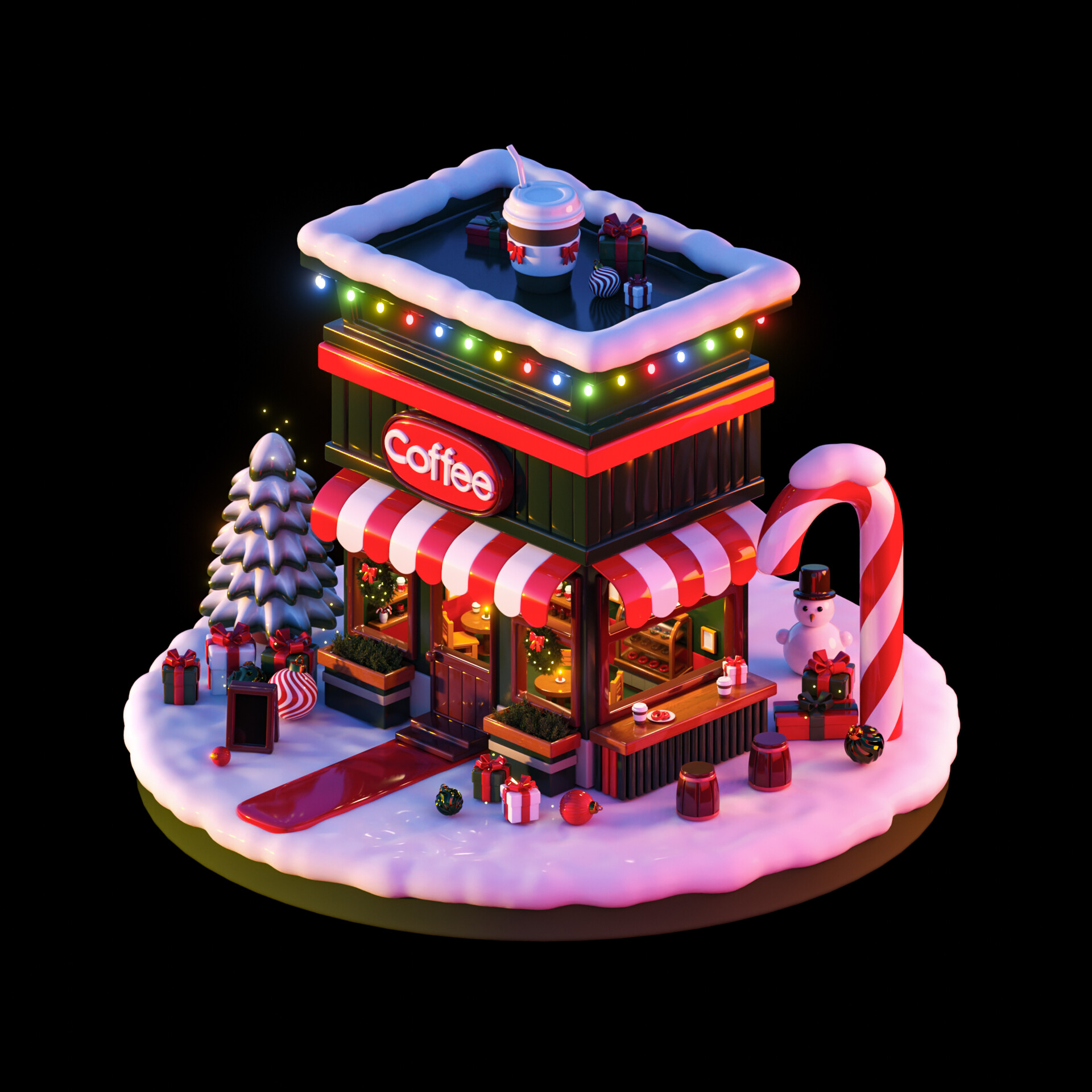 ArtStation - Christmas coffee house