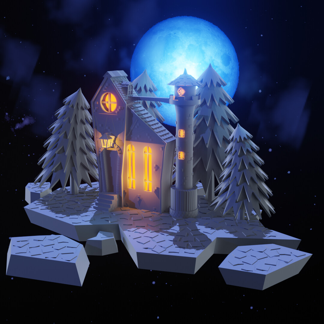 ArtStation - Castle in the moonlight