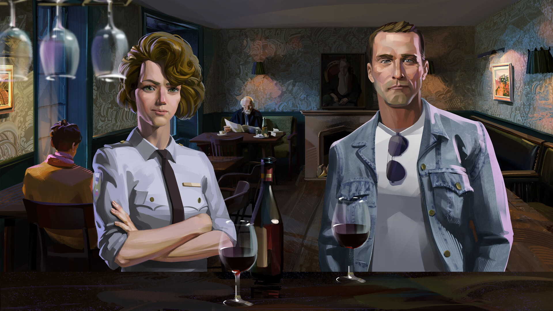 ArtStation - The dialogue screen of Helen with her boyfriend in the restaurant