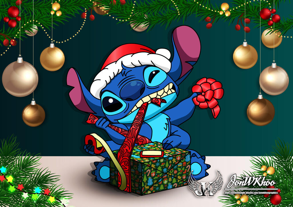 ArtStation - Disney Stitch Merry Christmas 2019 | Digital Art