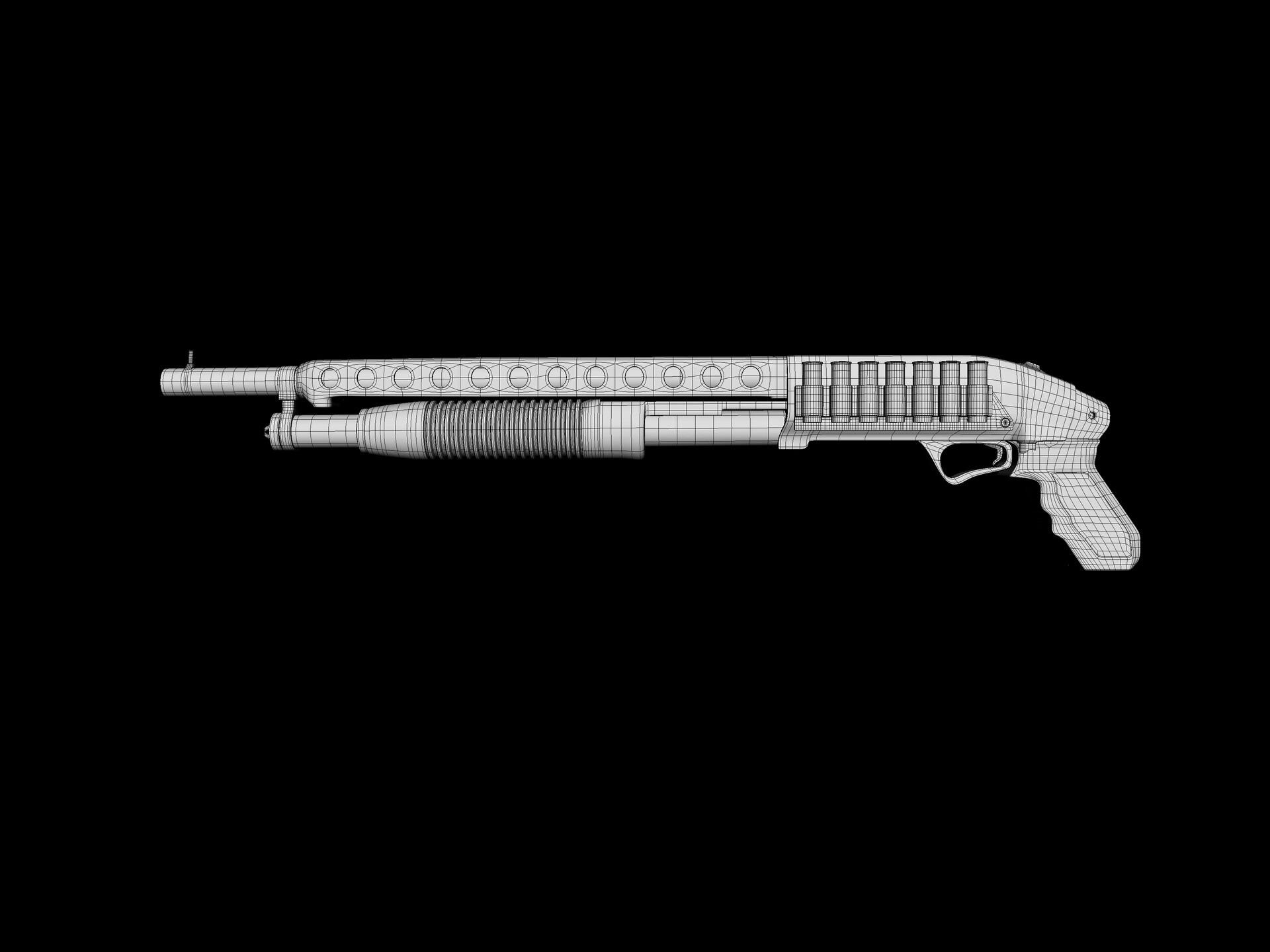 ArtStation - Wireframe render of my Shotgun