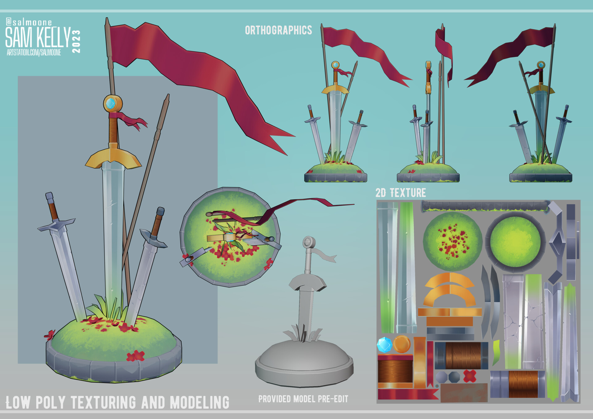 ArtStation - Low Poly Sword - 3D Texturing and Model editing