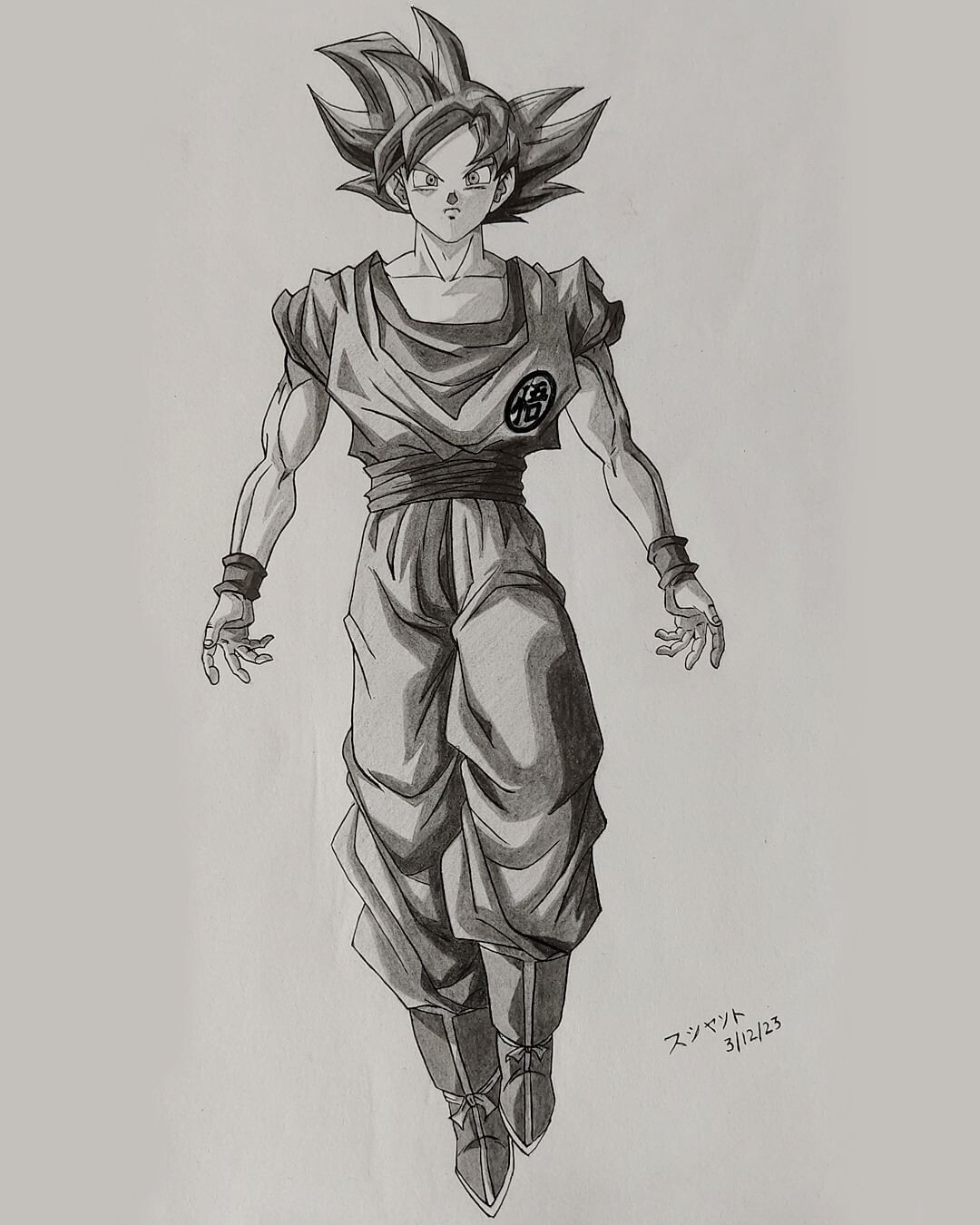 how to draw god goku step by step