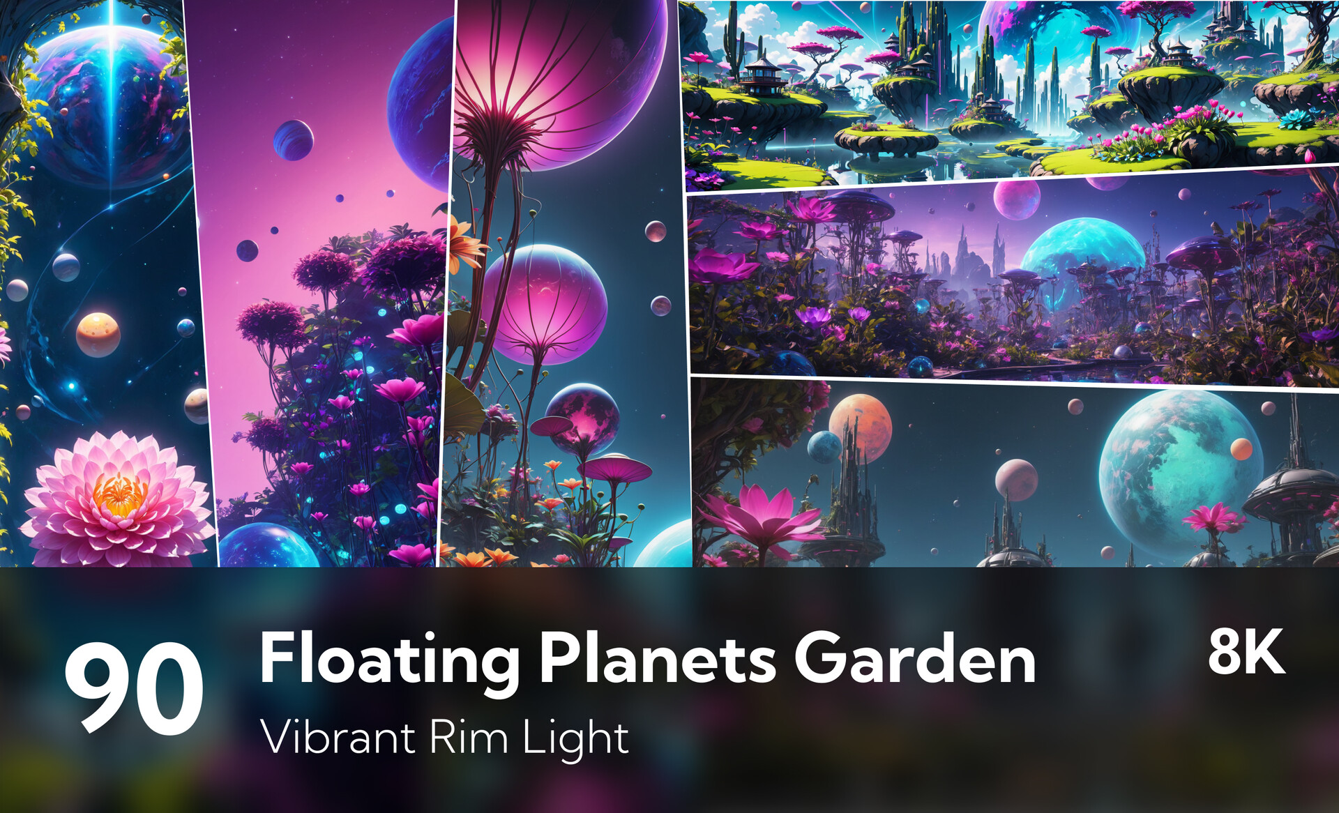 ArtStation - Floating Planets Garden - Vibrant Rim Light