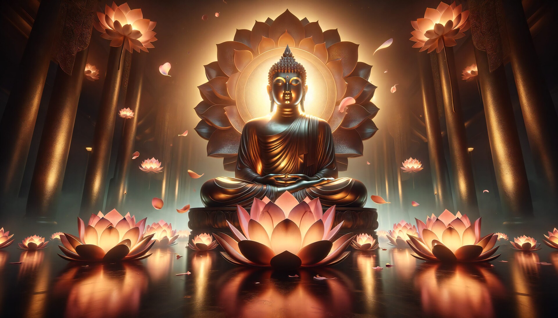 Archana - Whispers of Enlightenment: Buddha's Contemplation (Landscape)
