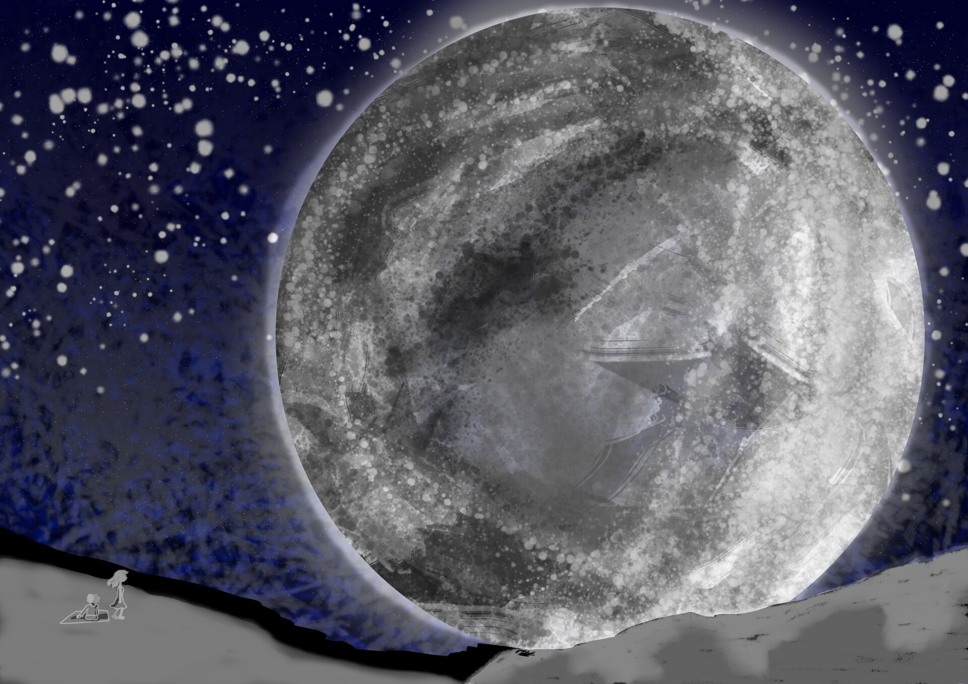 how to draw the moon realistic
