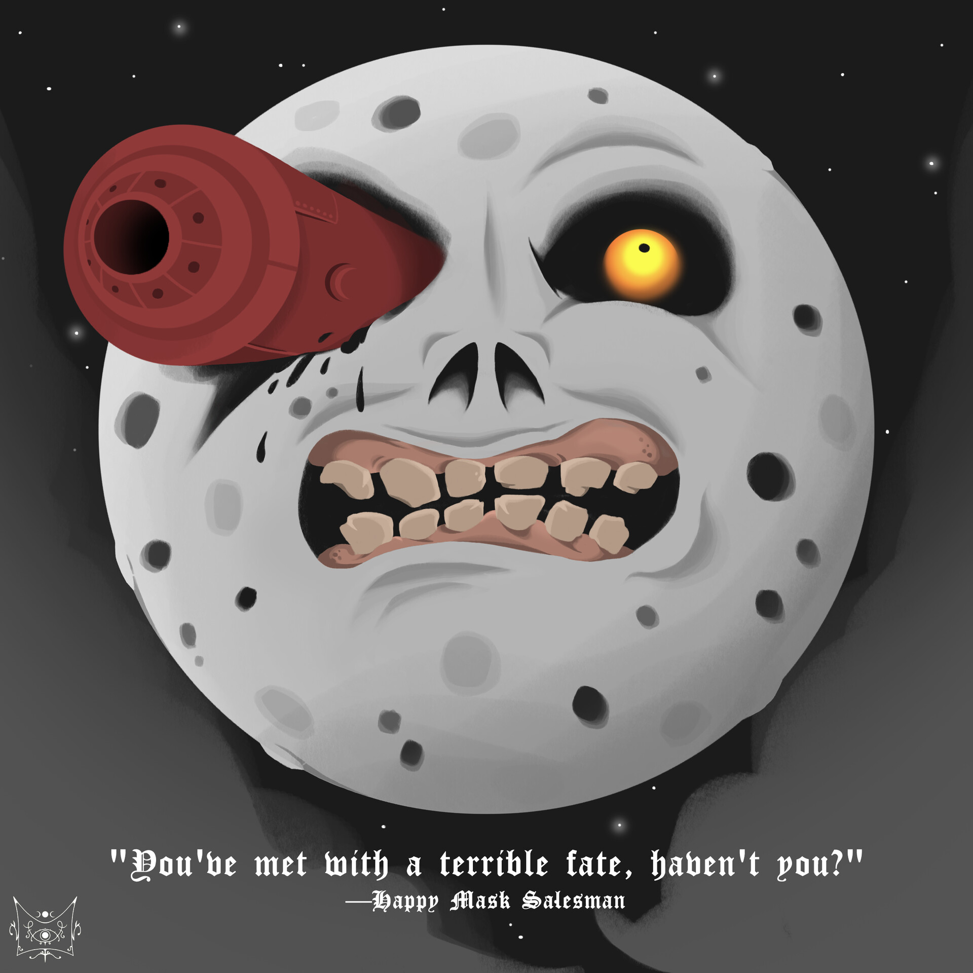 how to draw majoras mask moon