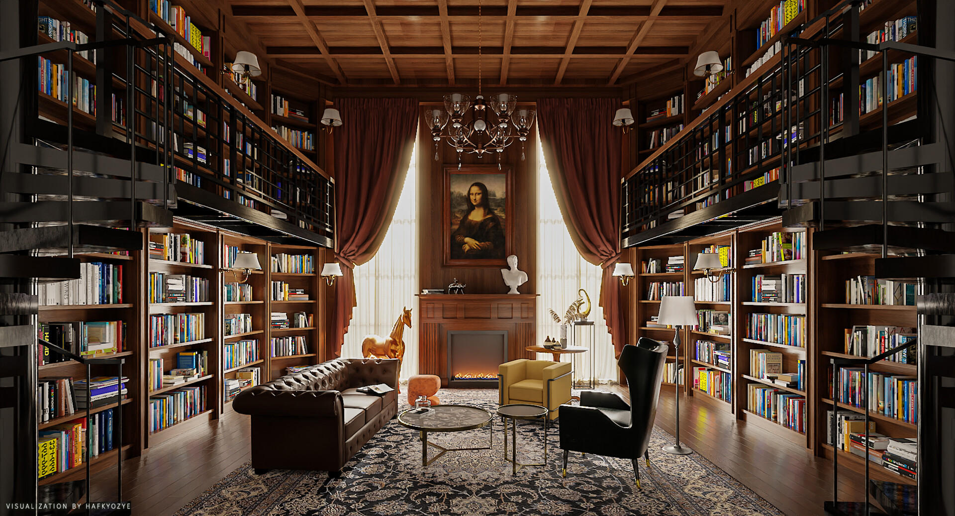 ArtStation - CLASSIC INTERIOR LIBRARY ROOM