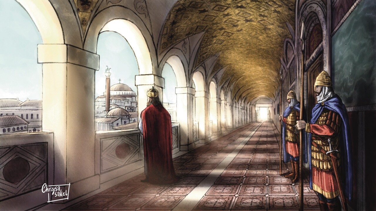 ArtStation - A Byzantine emperor overlooking Hagia Sophia from the ...