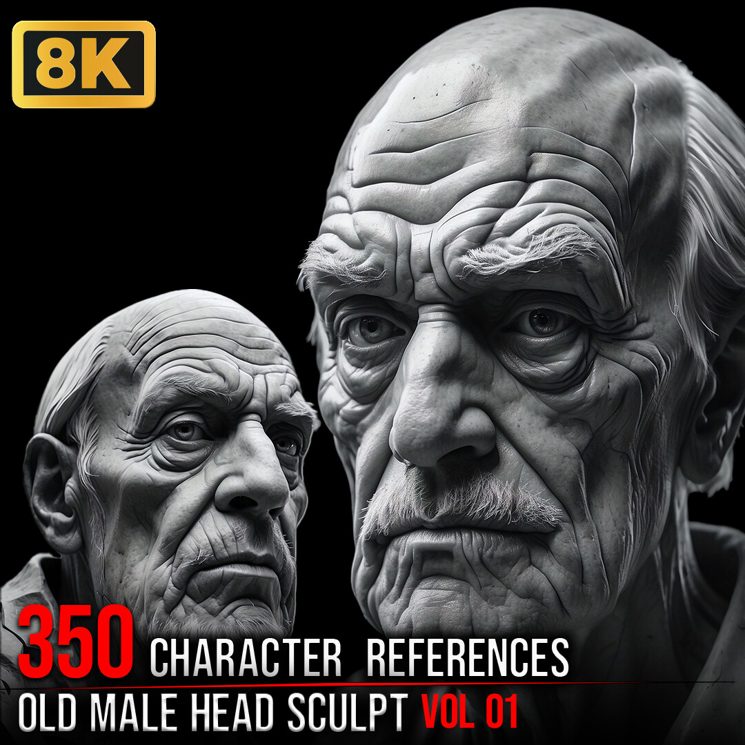 ArtStation - 350 Old Male Head Sculpture Reference Photo | 8K
