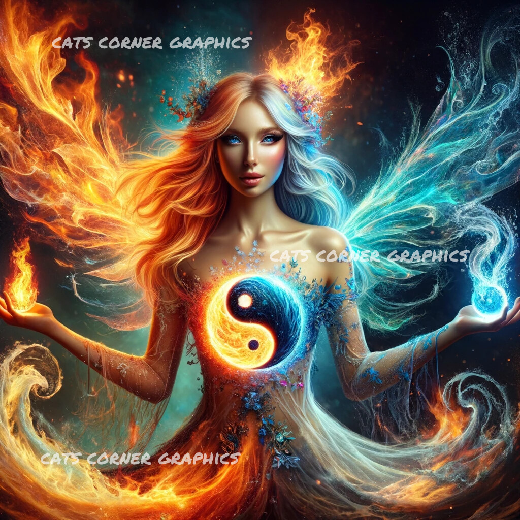 ArtStation - Elemental Harmony: Fire & Water Fairy