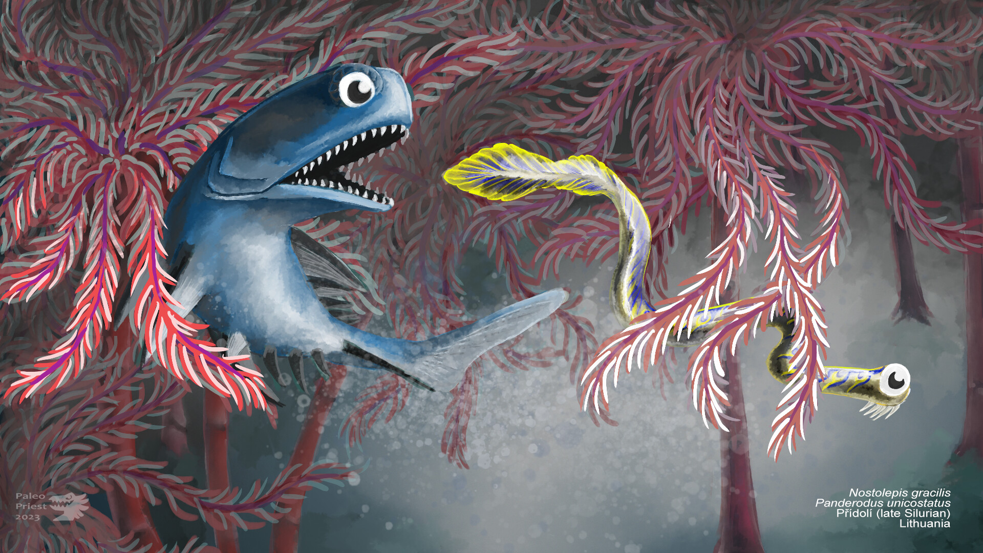 ArtStation - Nostolepis gracilis hunting Panderodus unicostatus in Late ...