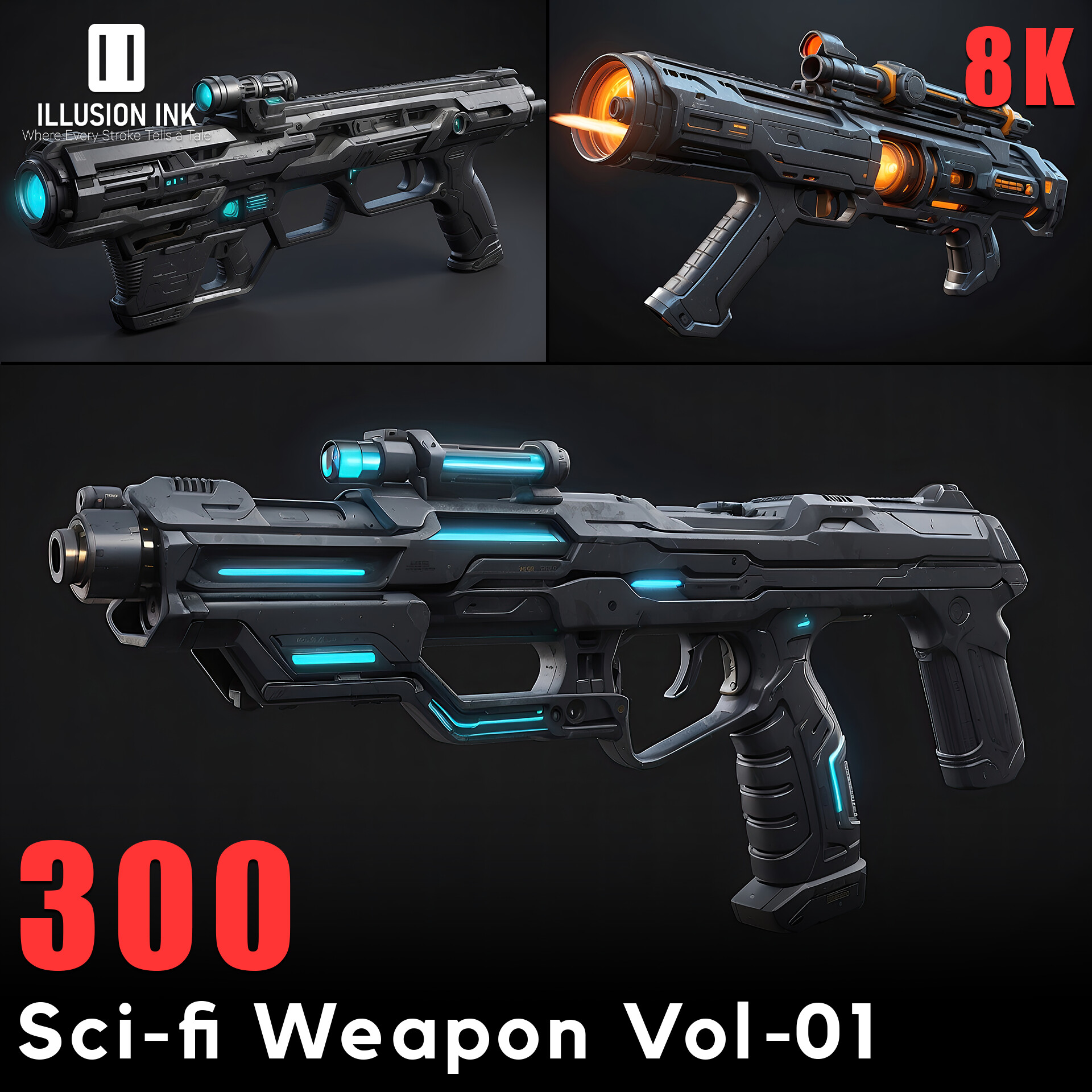ArtStation - 300 Sci-fi Weapon Vol-01 Reference | 8K