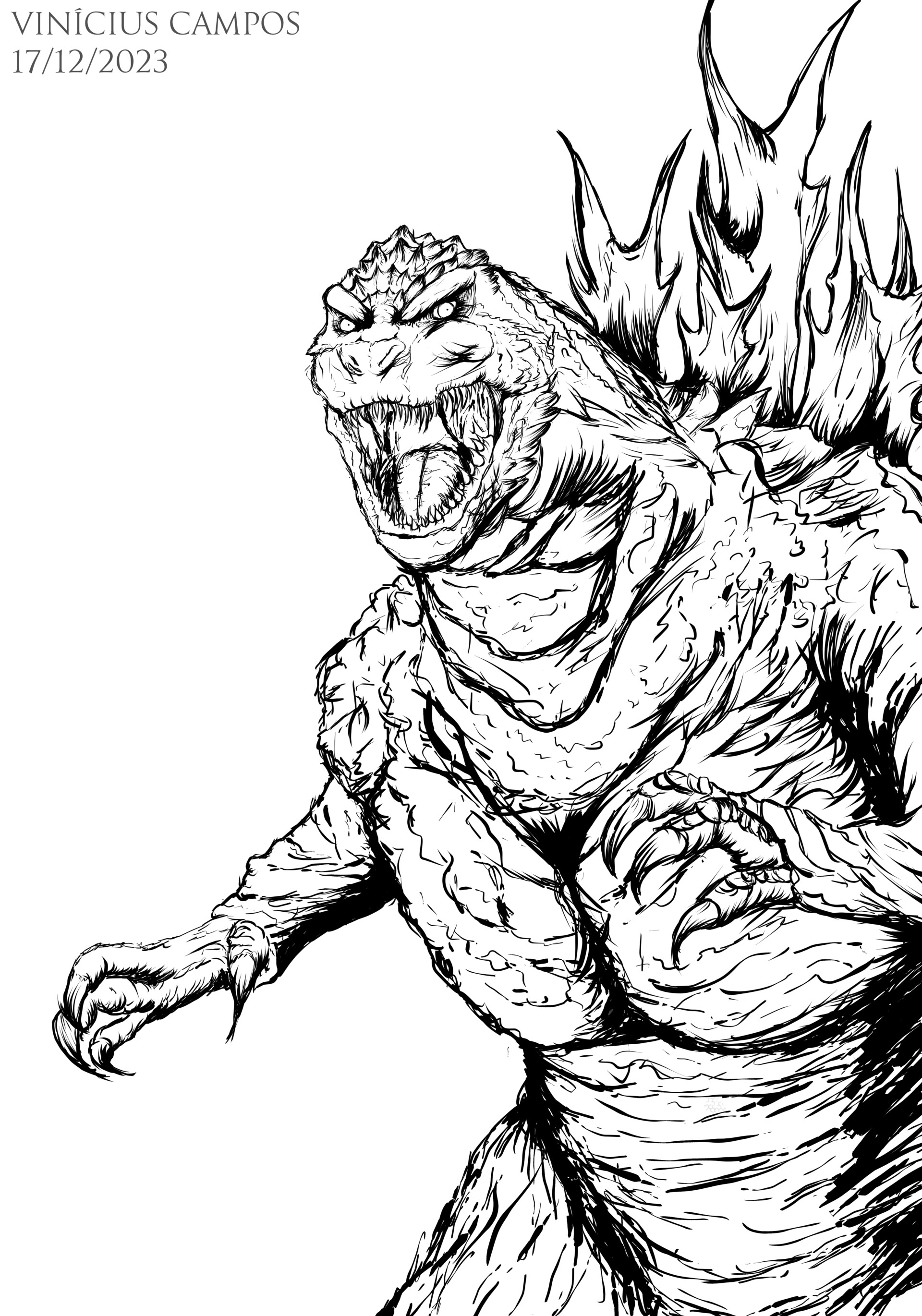 coloring page godzilla minus one