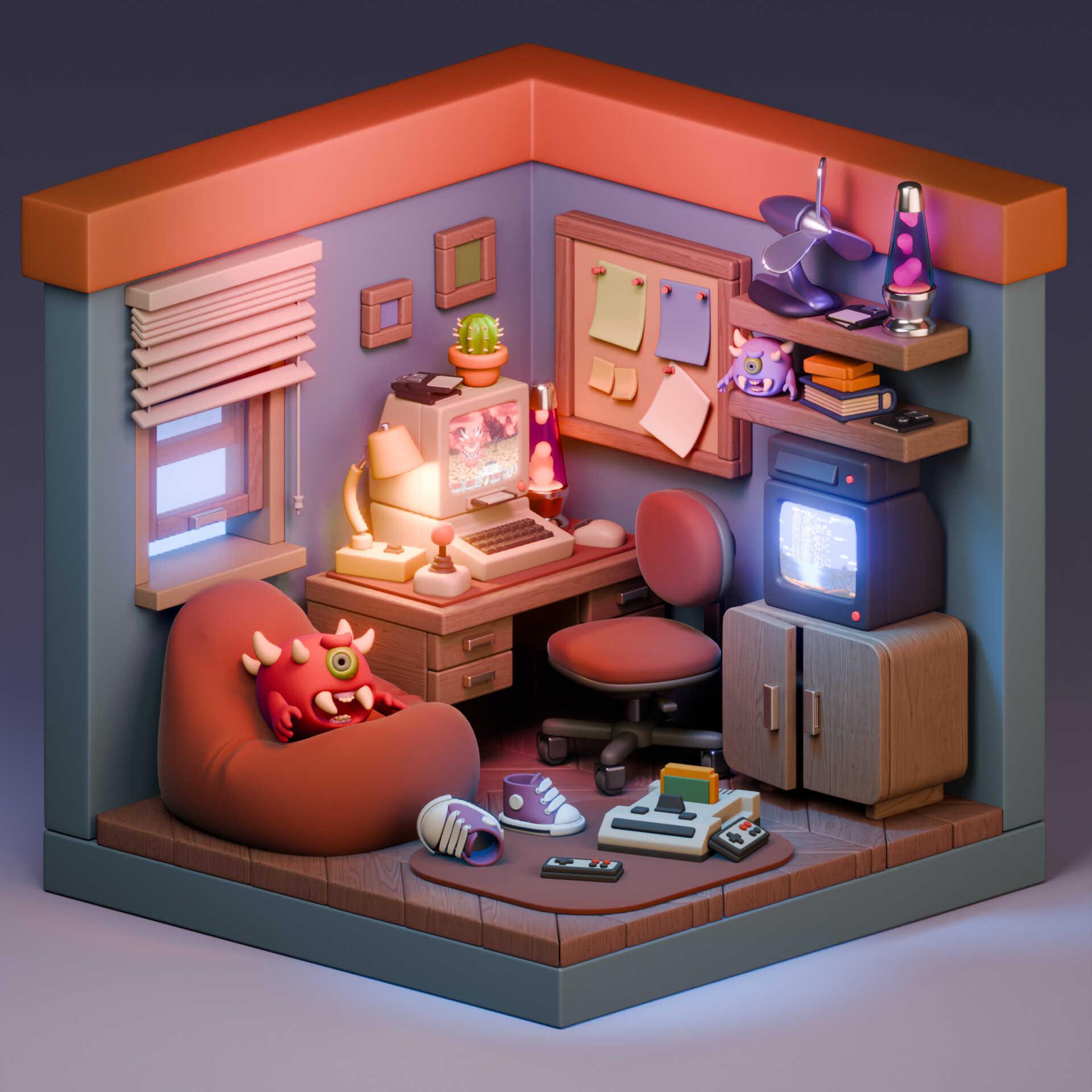 ArtStation - Stylized oldschool gamer room