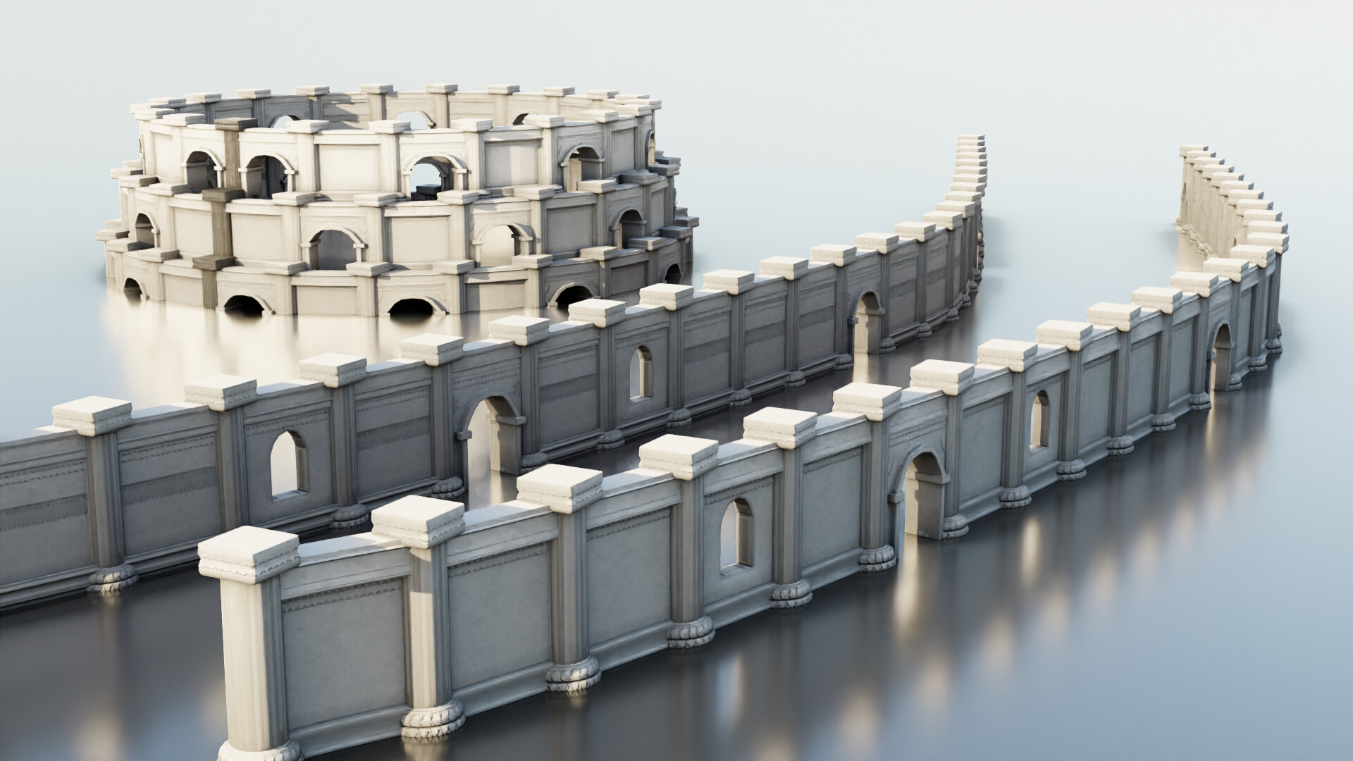 3D Tudor - Blender 4 Geometry Node - Walls and Columns