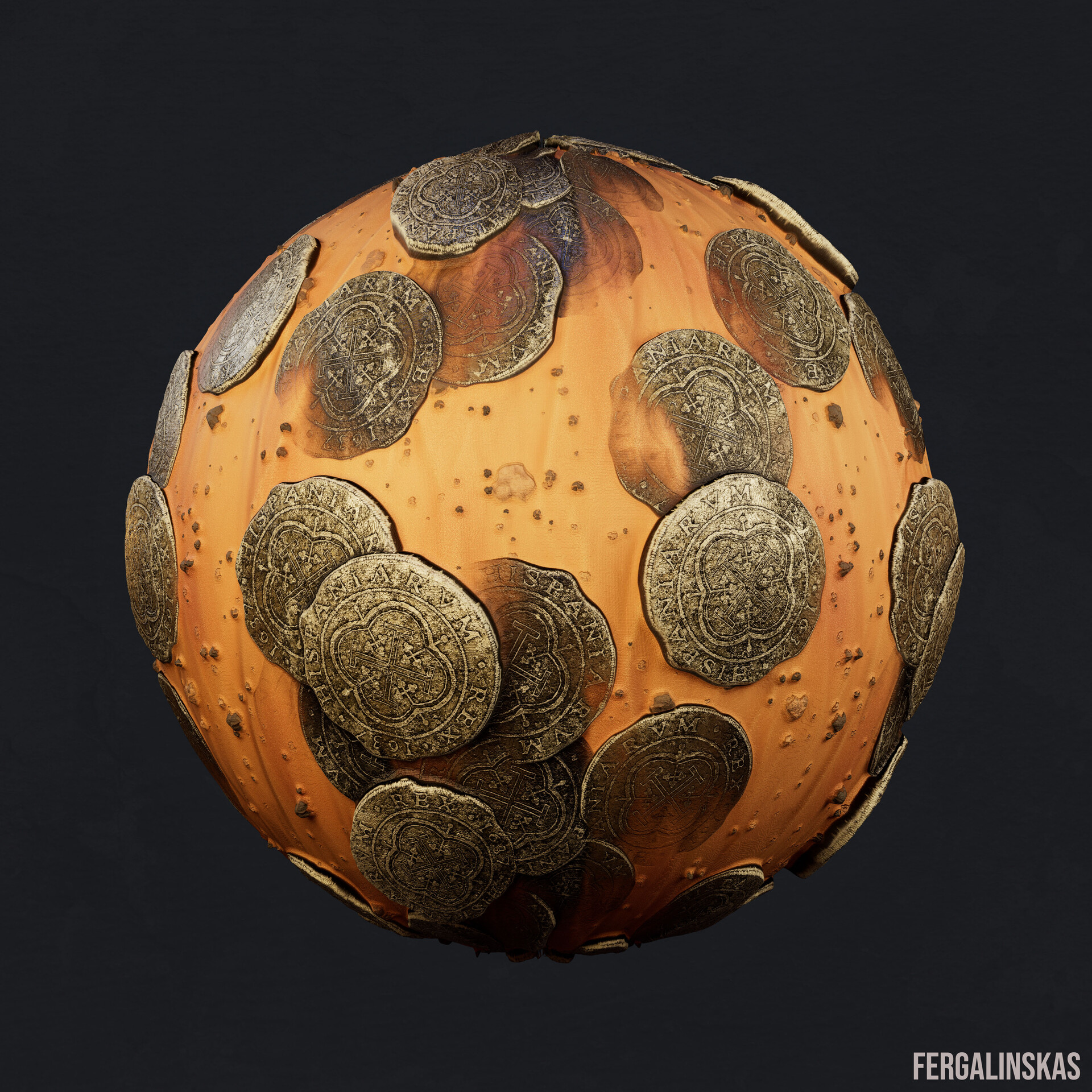 ArtStation - Old Spanish Coin | Substance Designer Material | V-Ray