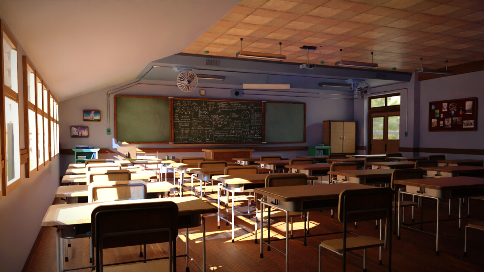 Shourya Snehal - Japanese Style Classroom I Blender Artwork