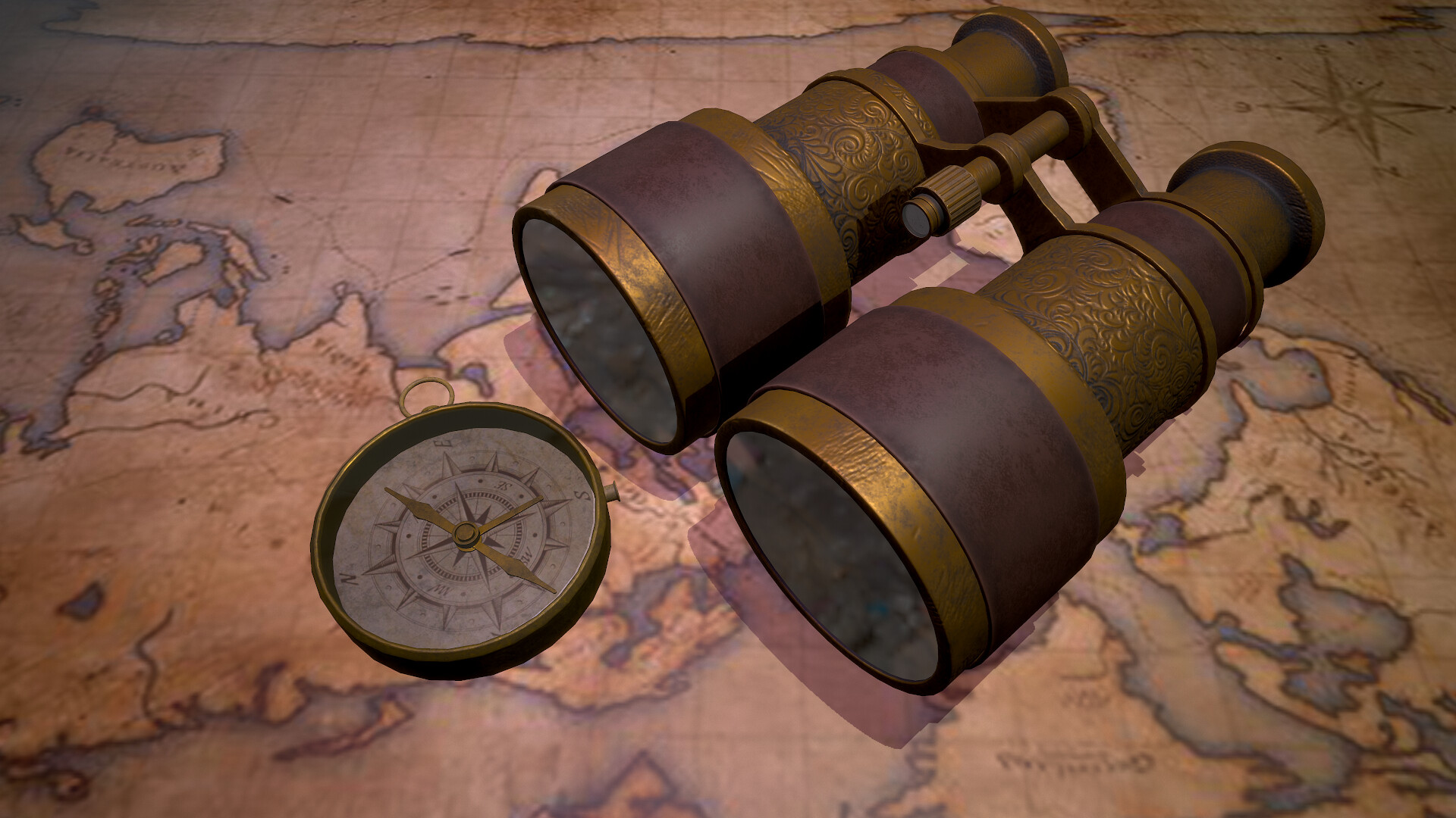 ArtStation - Old Telescope & Compass