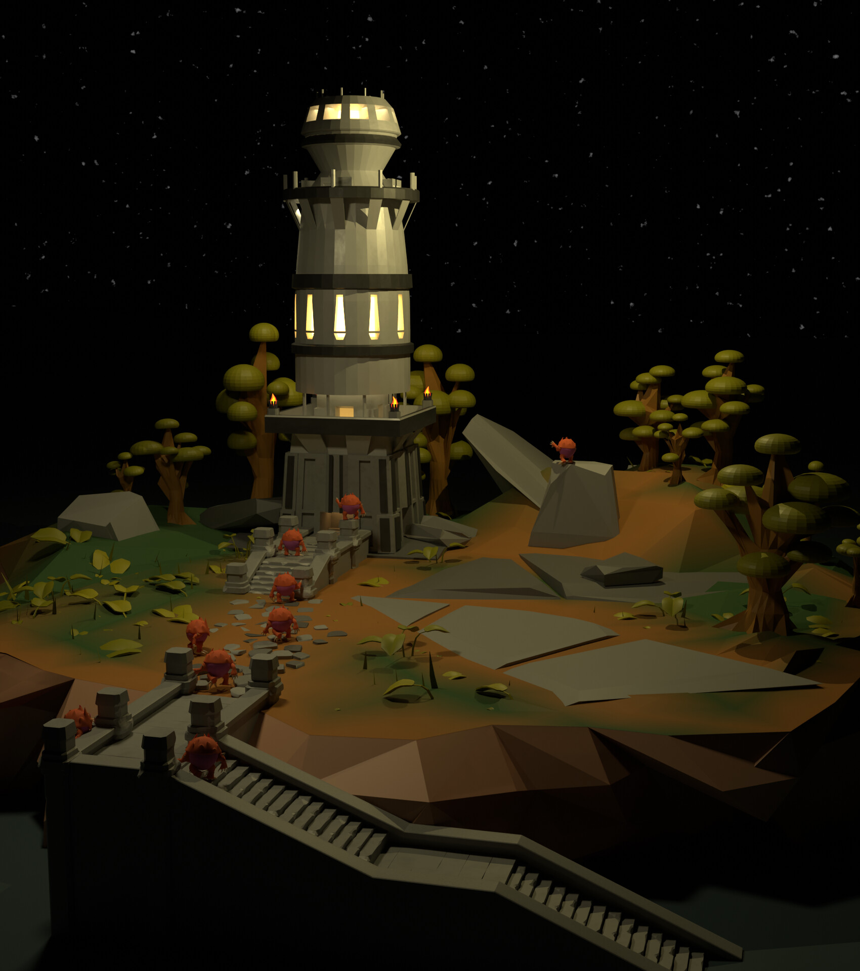 ArtStation - Attack on the lighthouse by little monsters | Blender 3D
