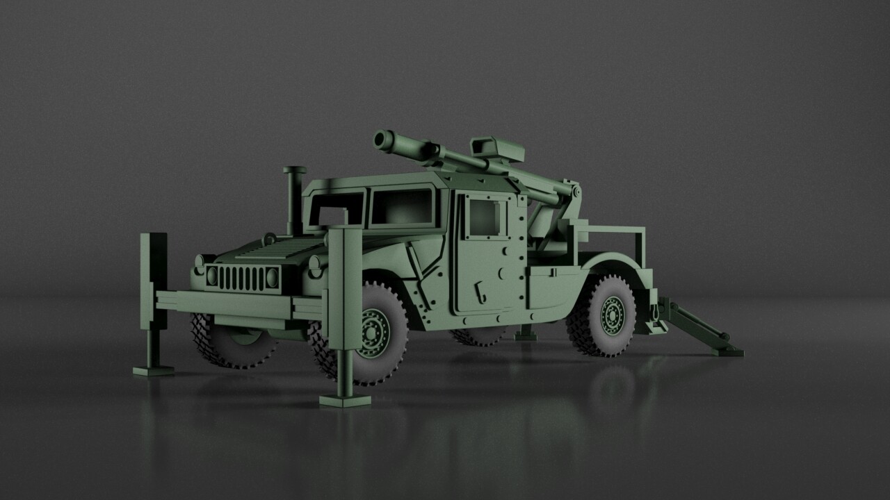ArtStation - Humvee Hawkeye Artillery System 3D Model Project.