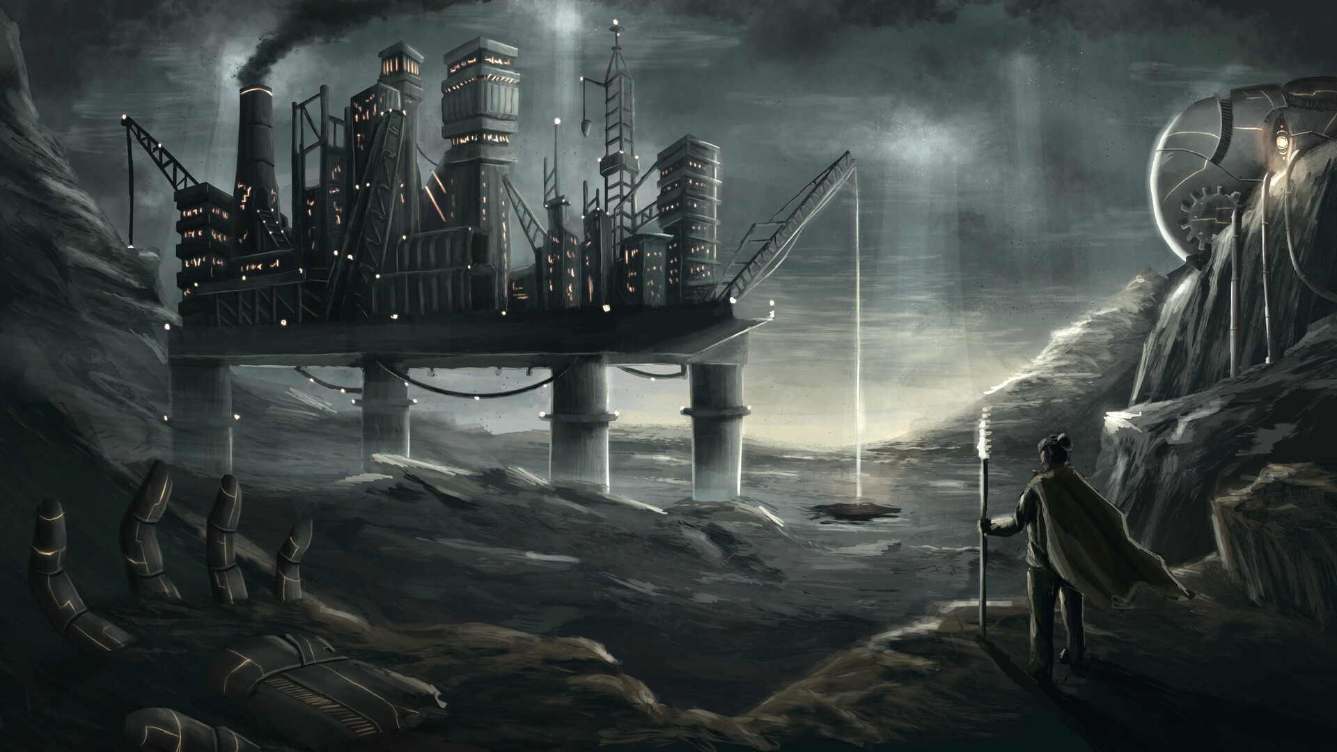 ArtStation - DREGLANDS Deiselpunk Oil Rig