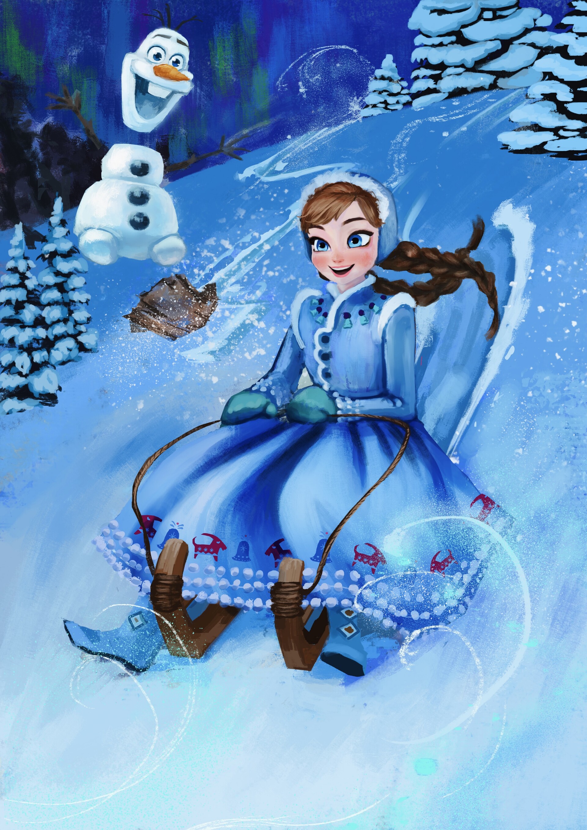 ArtStation - Anna and Olaf playing in the snow