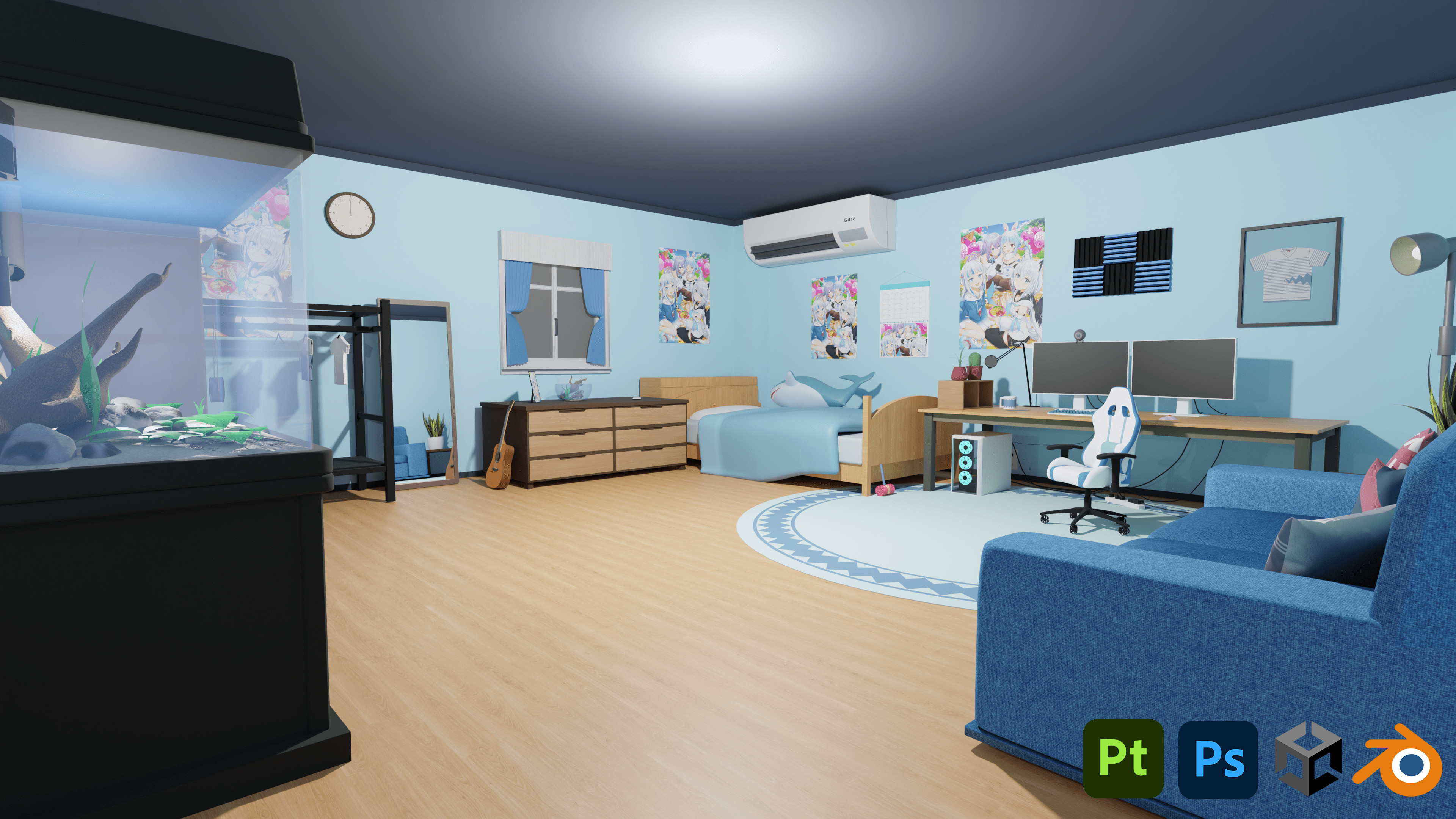 Chase Yamaguchi - Gawr Gura 3D Room Recreation