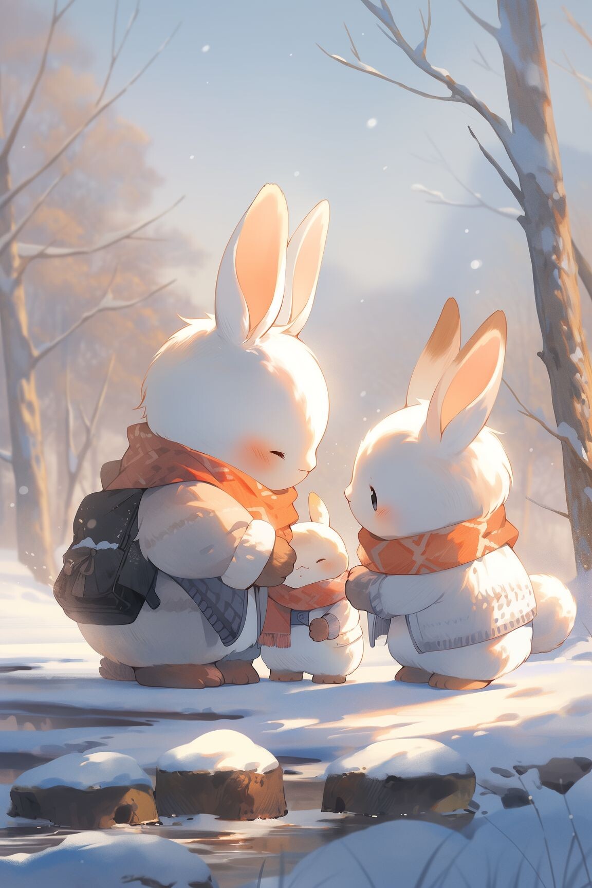 ArtStation - Cute Rabbit Family, Wall Art Print