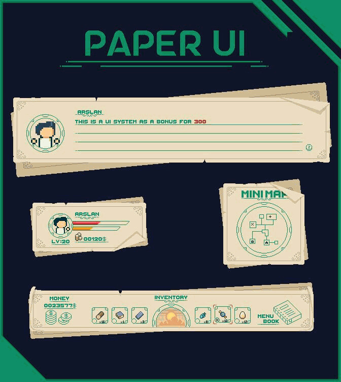 ArtStation - Player Status #5 : Version 1.0 Free Paper UI System