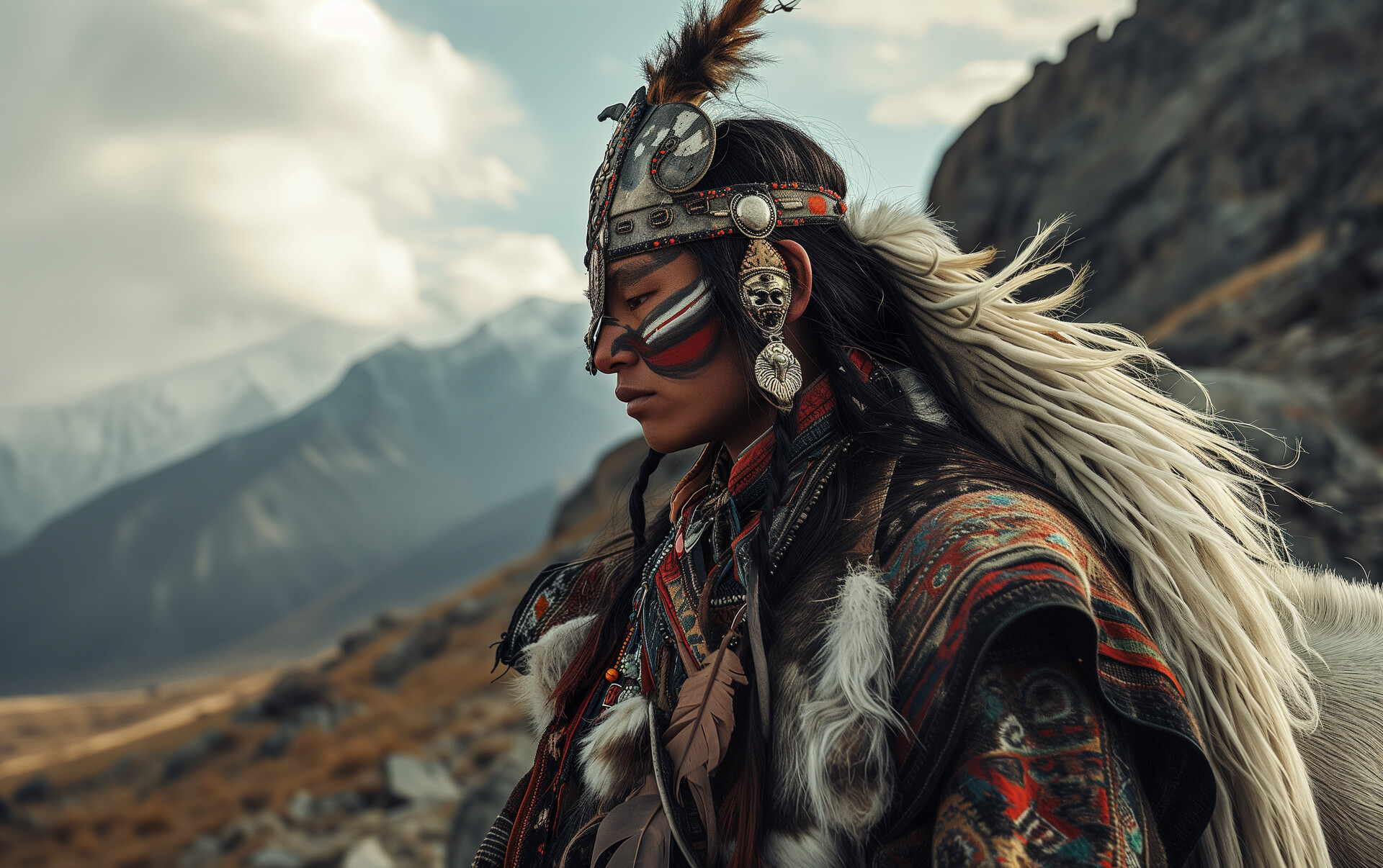 ArtStation - Turkic Shaman in traditional attire praying to Tengri