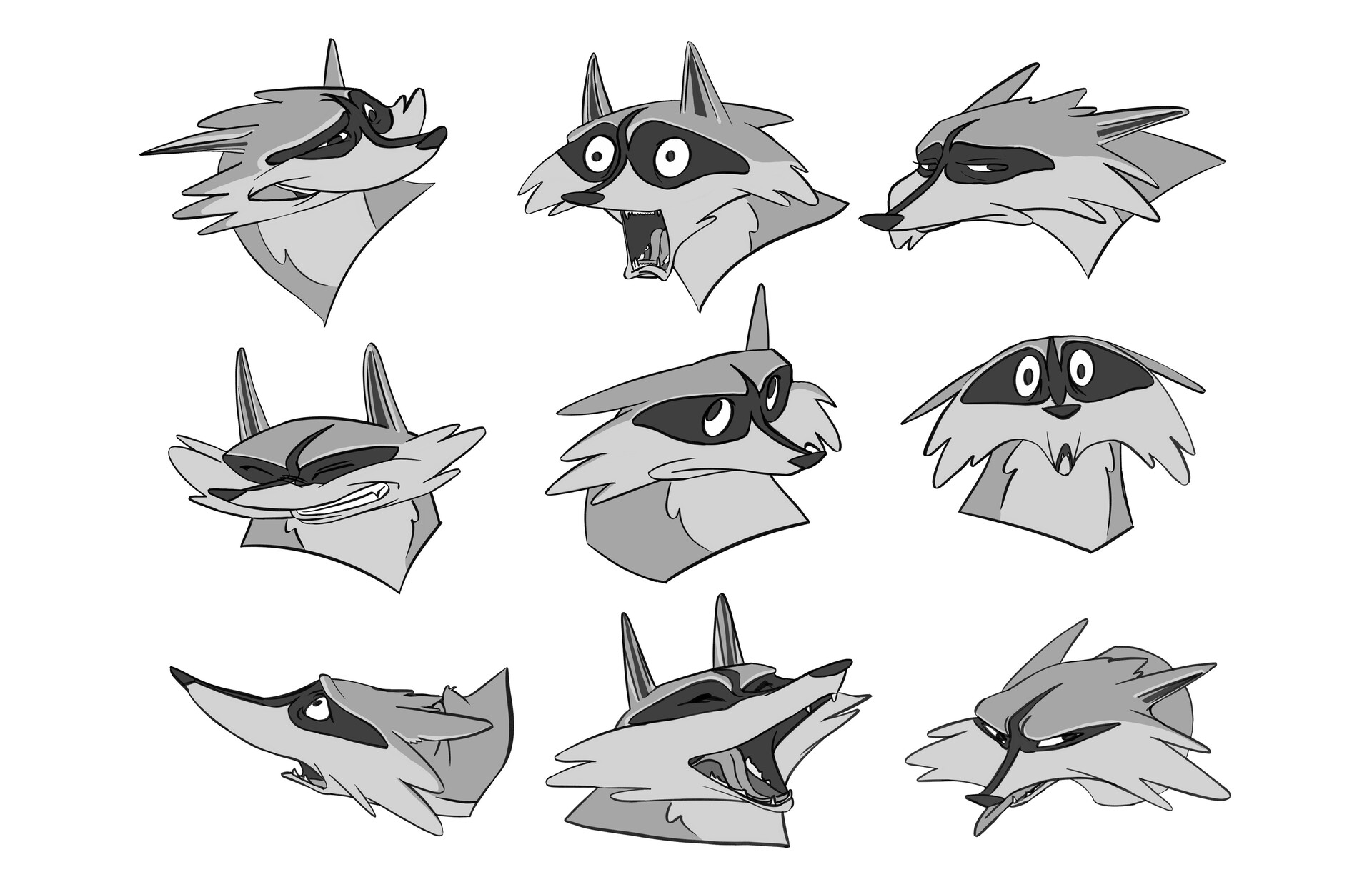 ArtStation - Raccoon Expression Sheet
