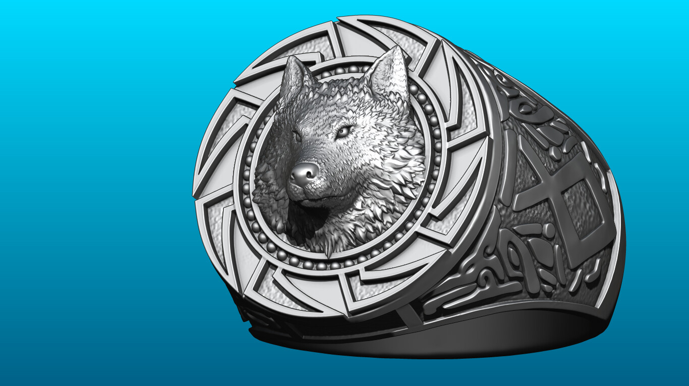 ArtStation - Viking Wolf Ring 3D Print