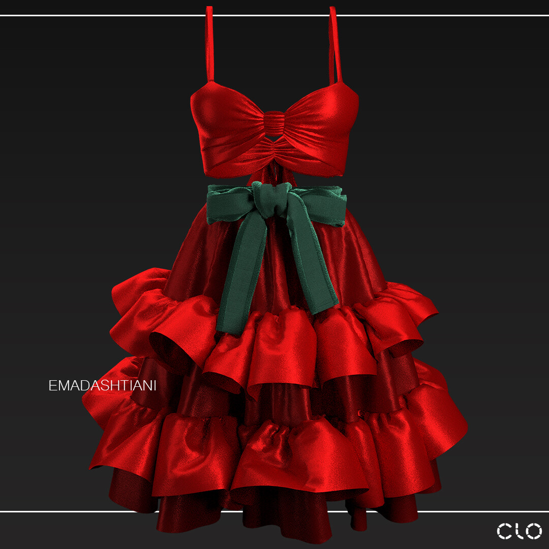 ArtStation - Christmas Santa Girls Outfit N6 _ Party Dress N7 #97 _ CLO ...