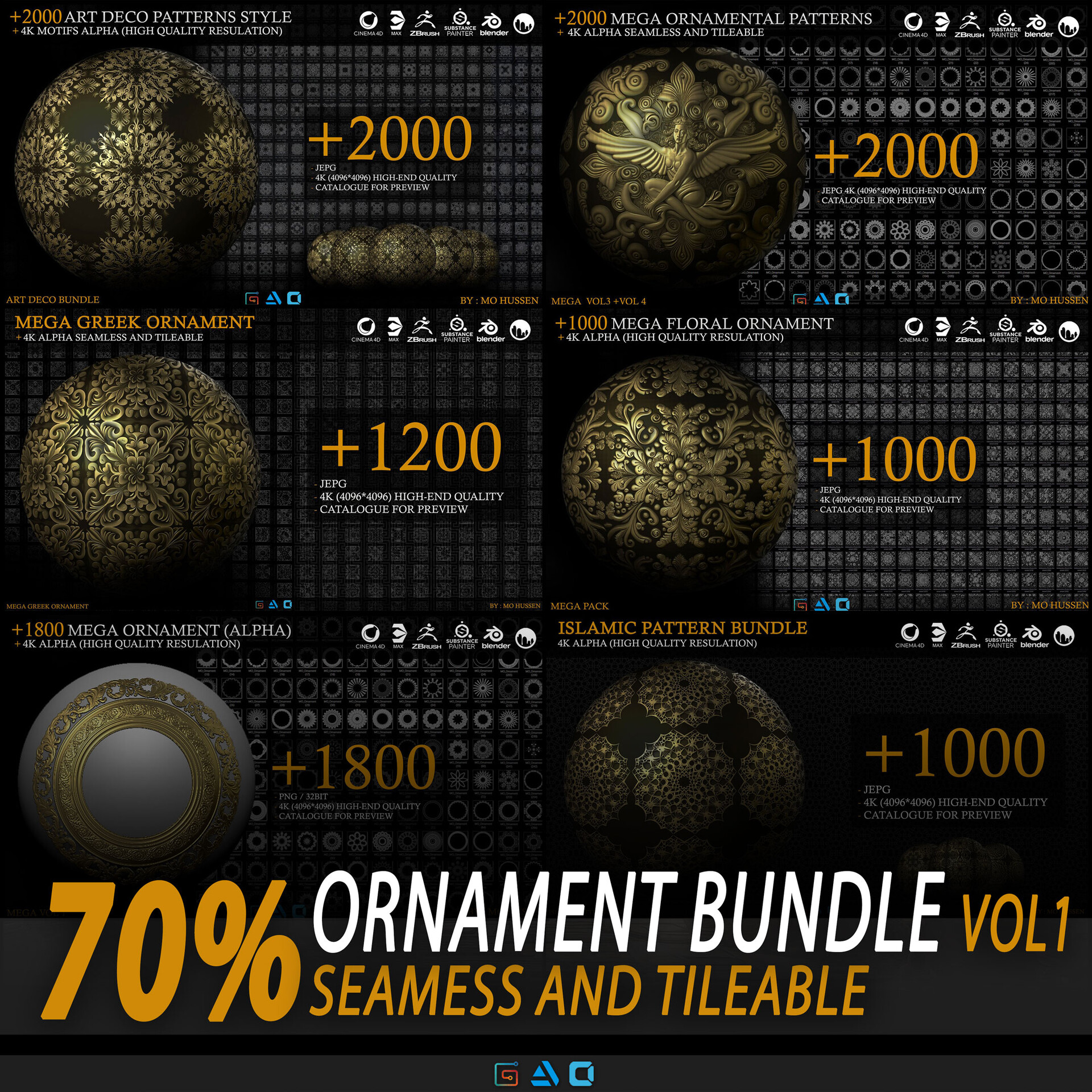 ArtStation - +9600 Alpha Ornament Bundle VOL01 - 70% Discount