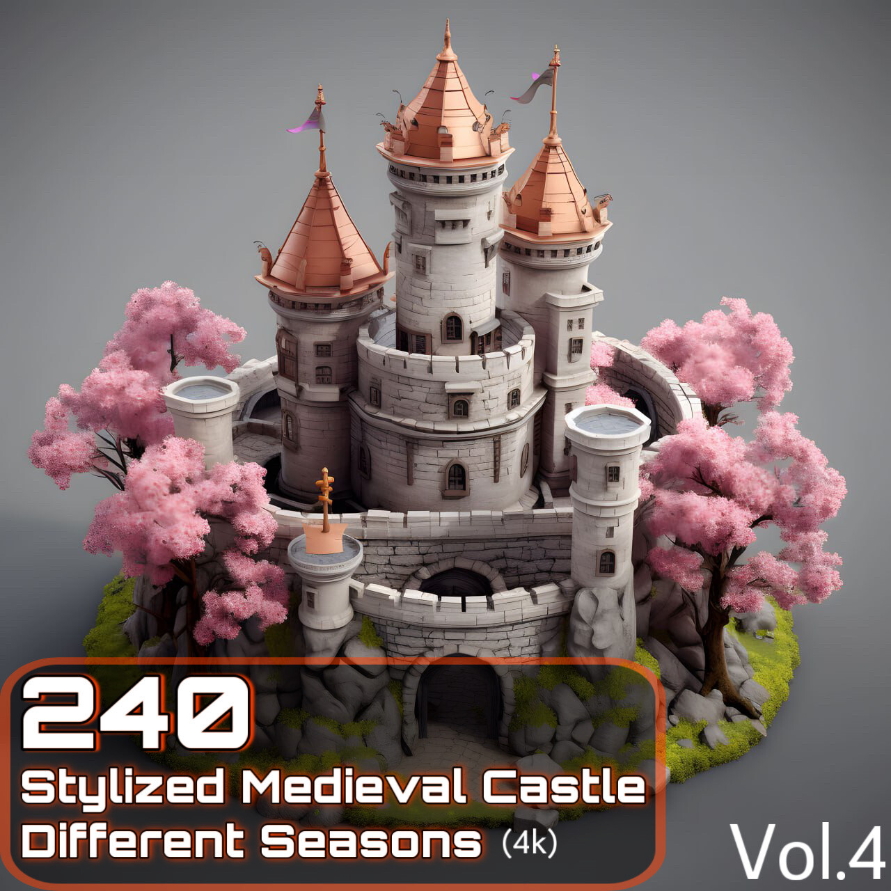 ArtStation - 240 Stylized Medieval Castle (Different Seasons) Concept(4k)