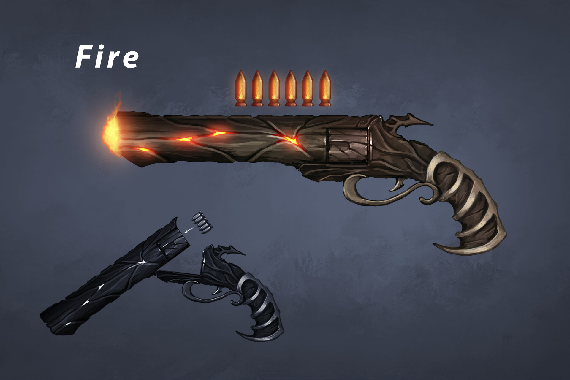 ArtStation - Fantasy Revolver and rifle