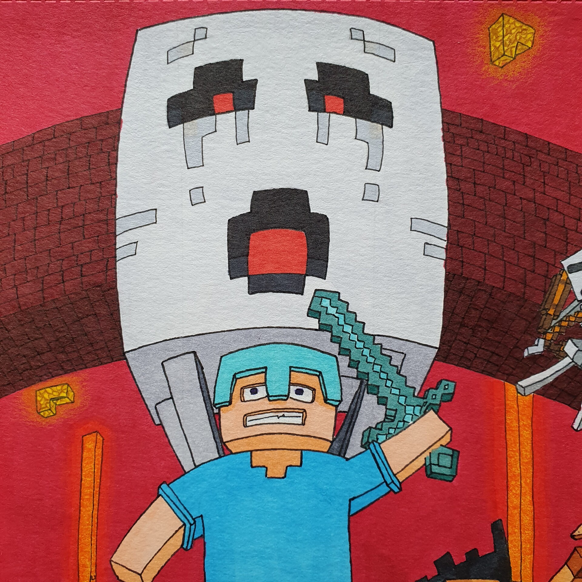 how to draw minecraft nether