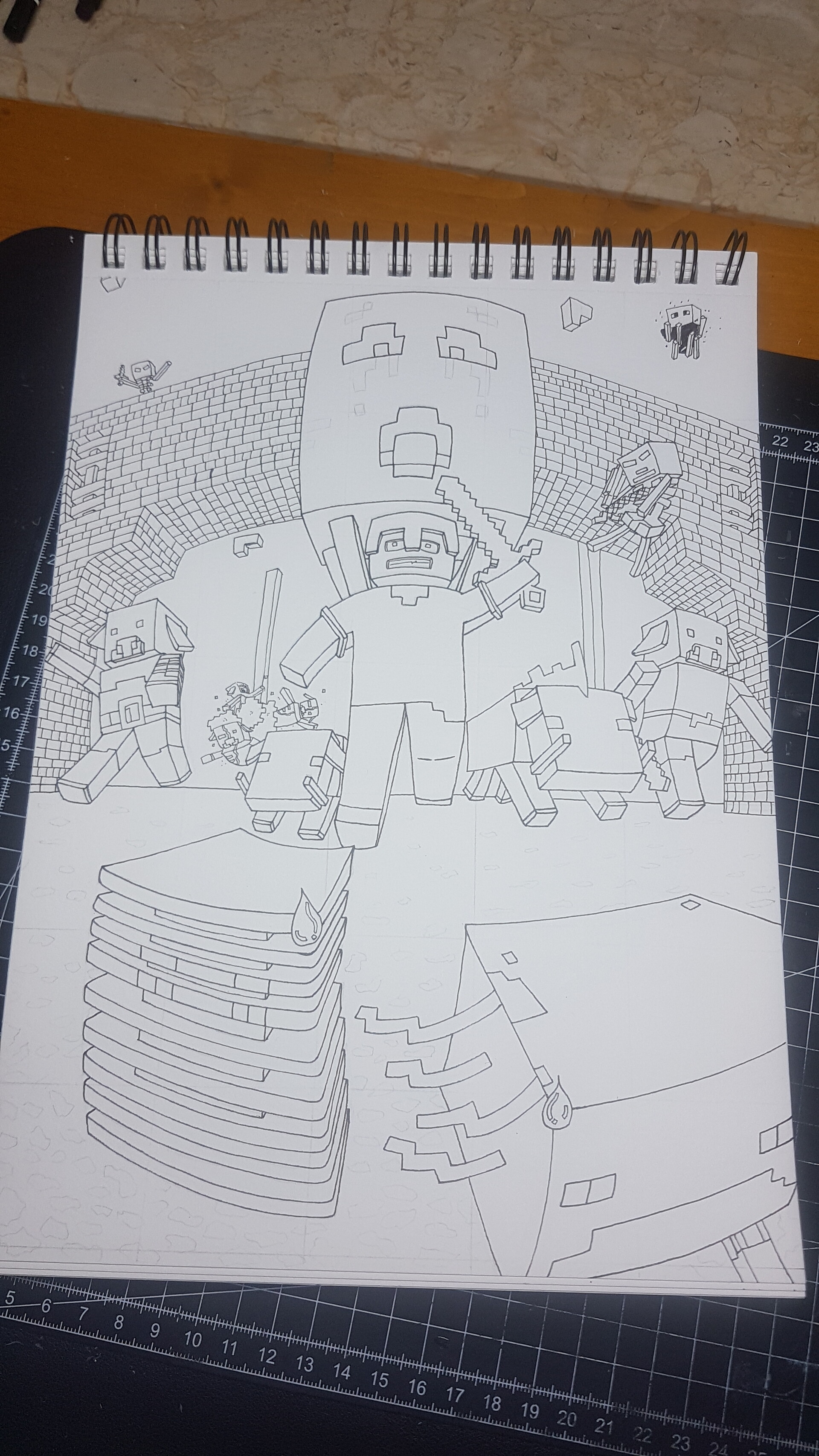 how to draw minecraft nether