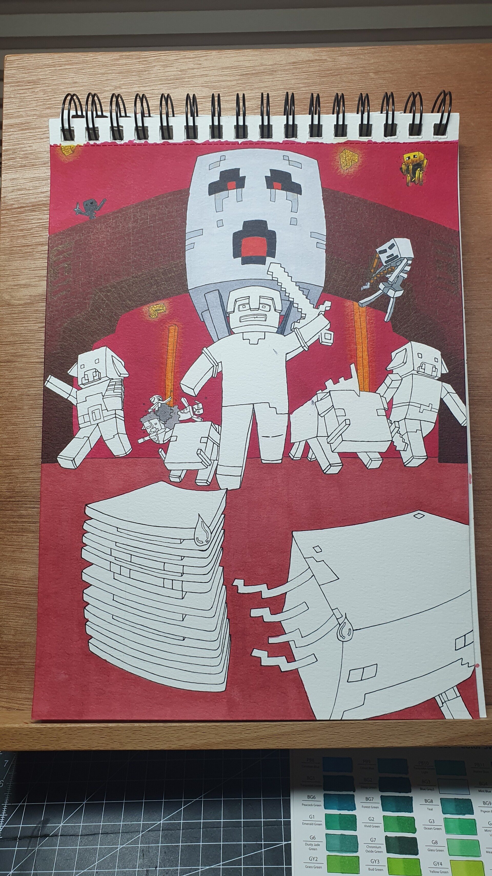 how to draw minecraft nether