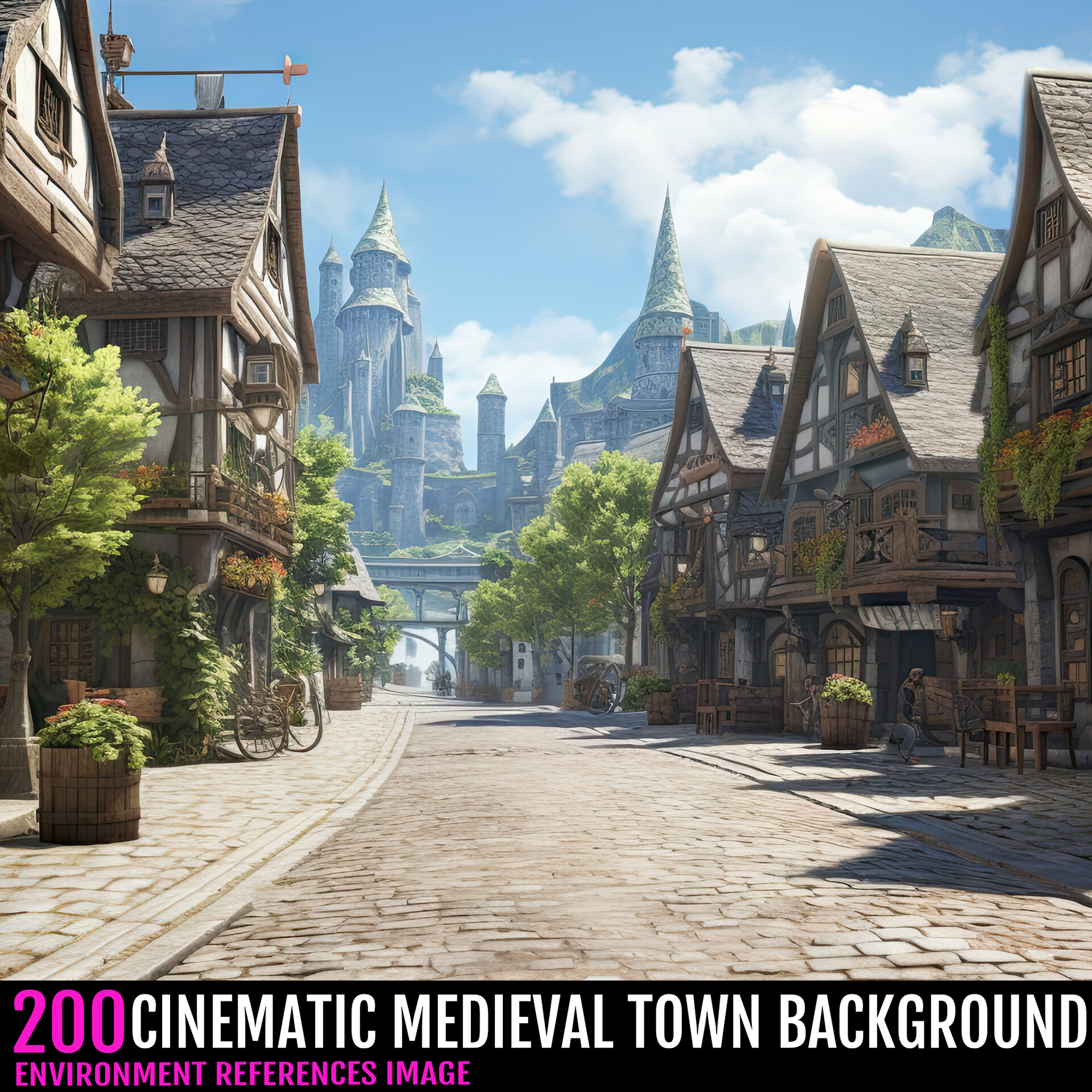 ArtStation - 200 CINEMATIC MEDIEVAL TOWN BACKGROUND / 4K