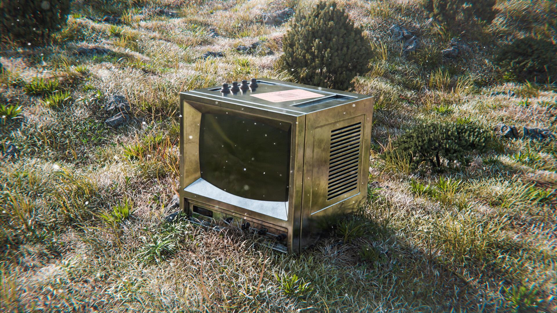 ArtStation - Old television on grass