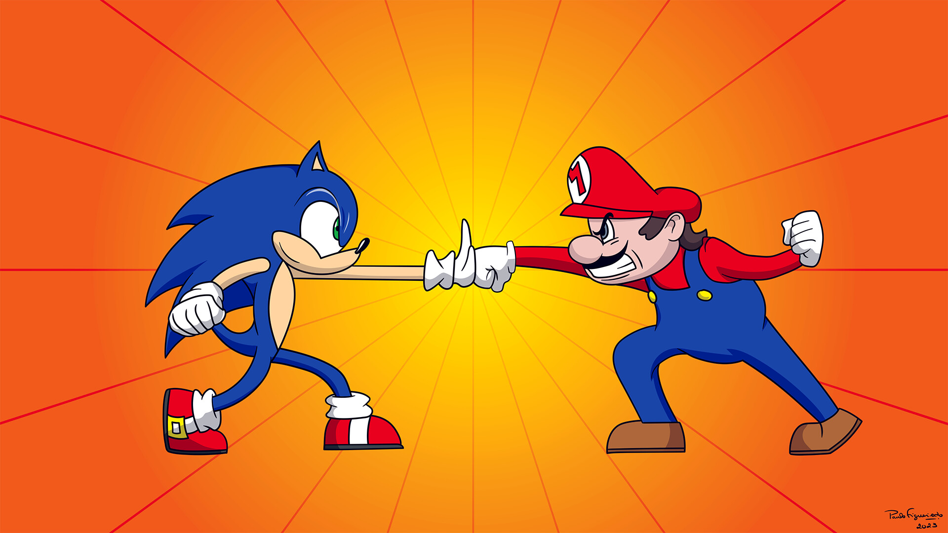 how to draw mario versus sonic