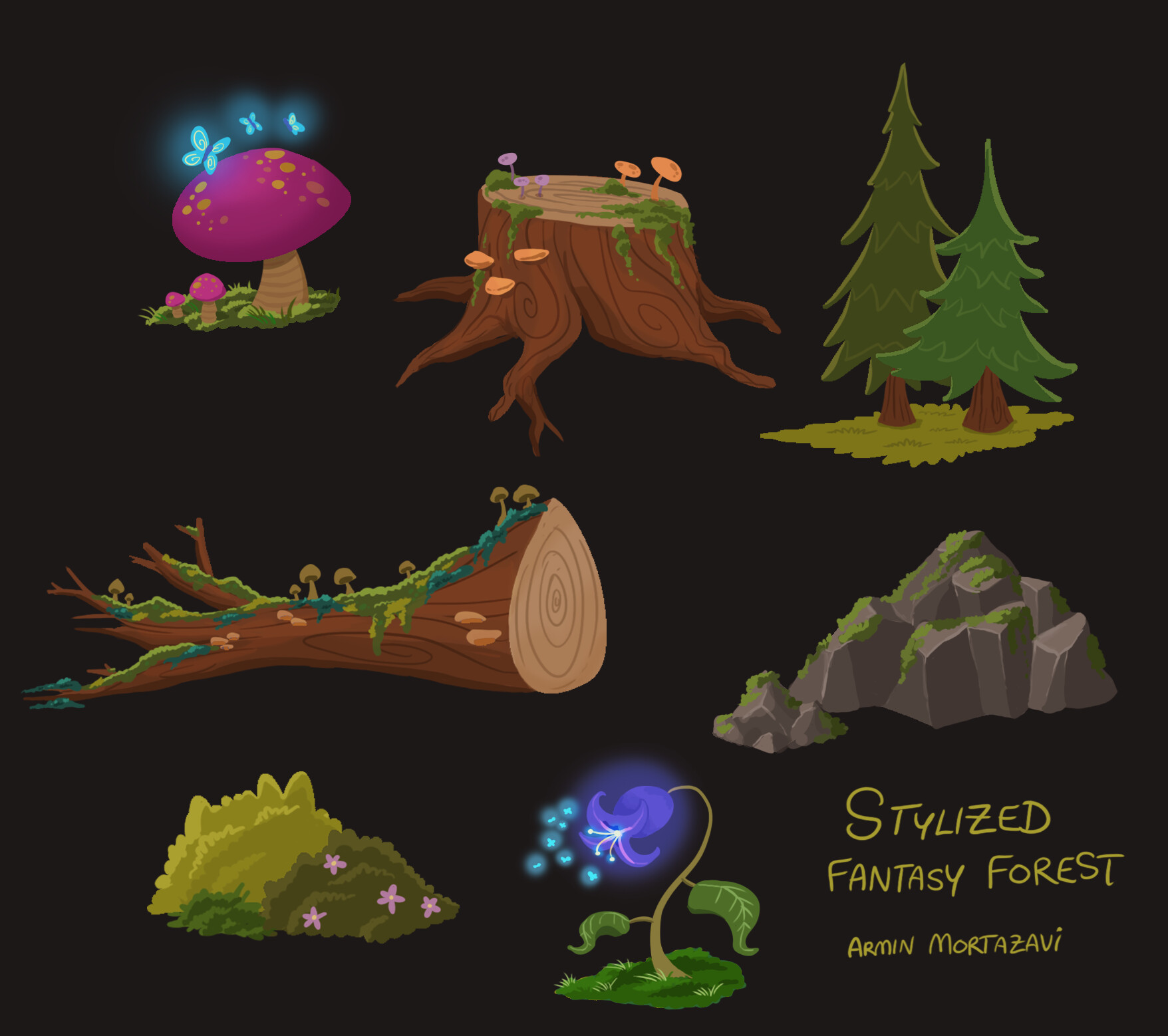 ArtStation - Stylized Fantasy Forest - Props