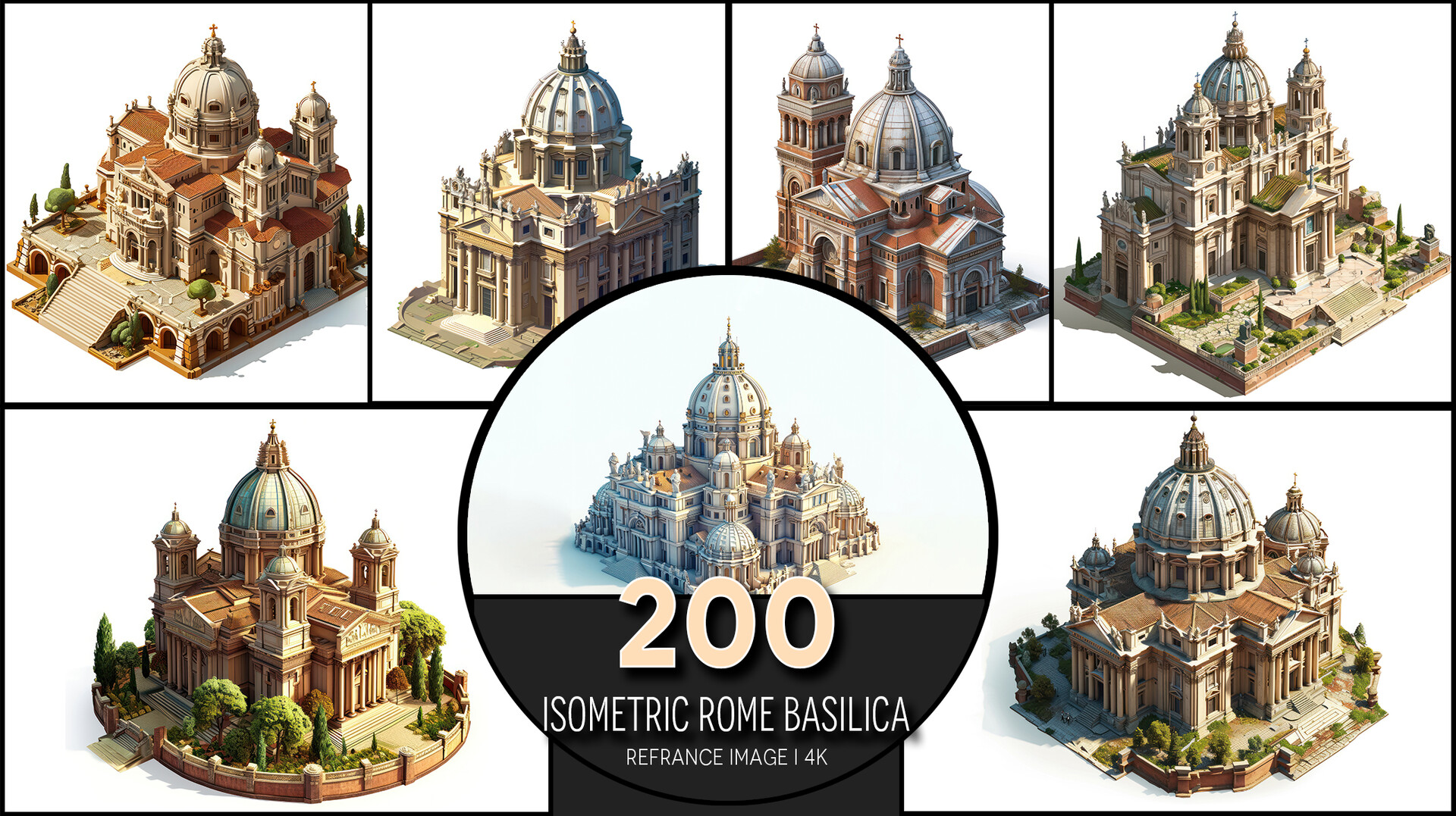 Pixel Ref - Isometric Rome Basilica 4K Reference/Concept Images