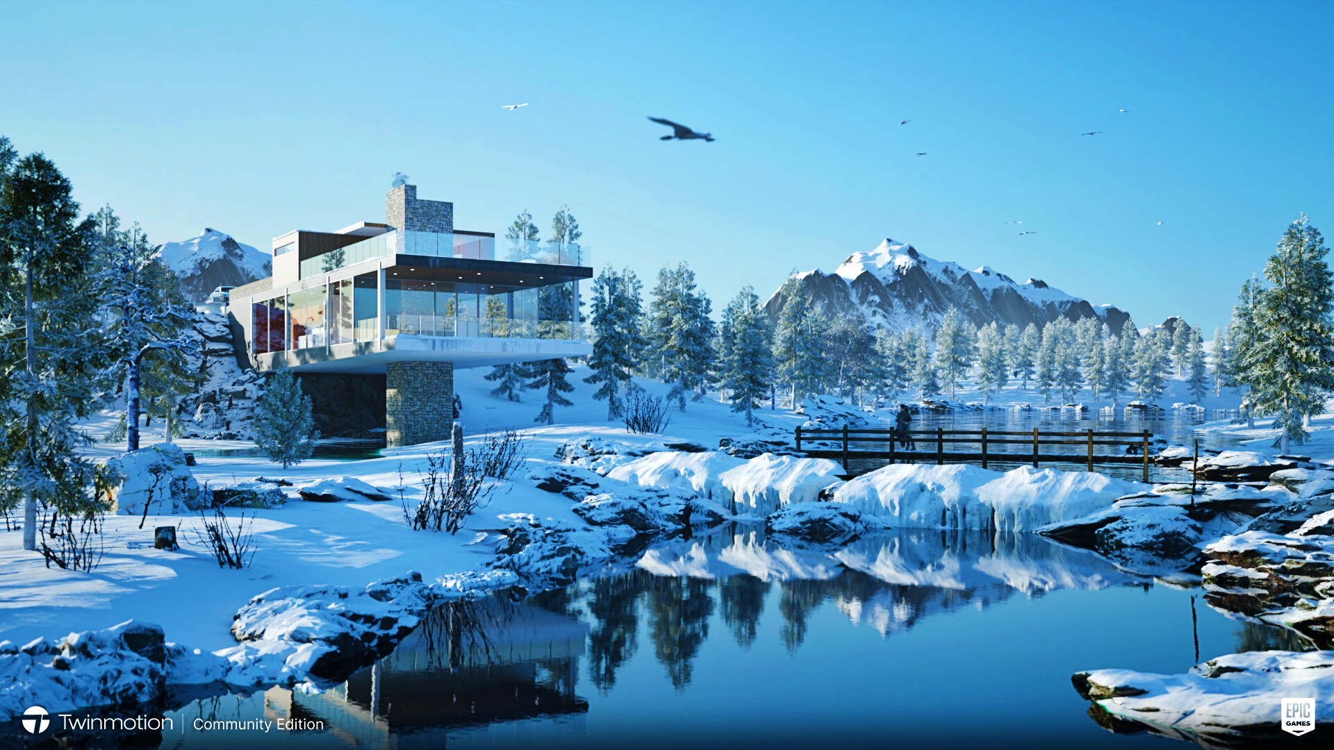 ArtStation - Hillhouse in snow 2