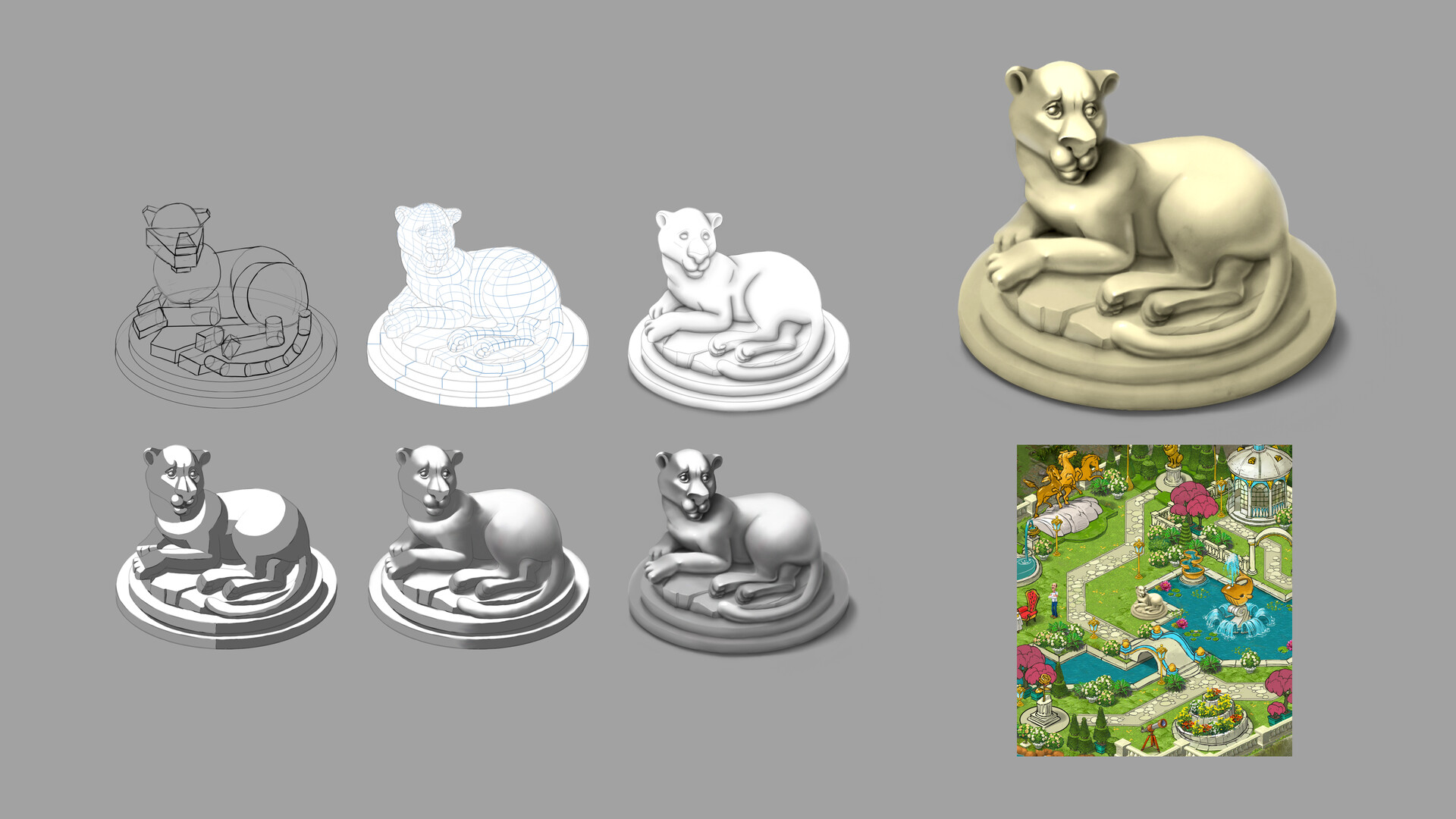 Dana Mihunova - 2D render of the "Panther" statue